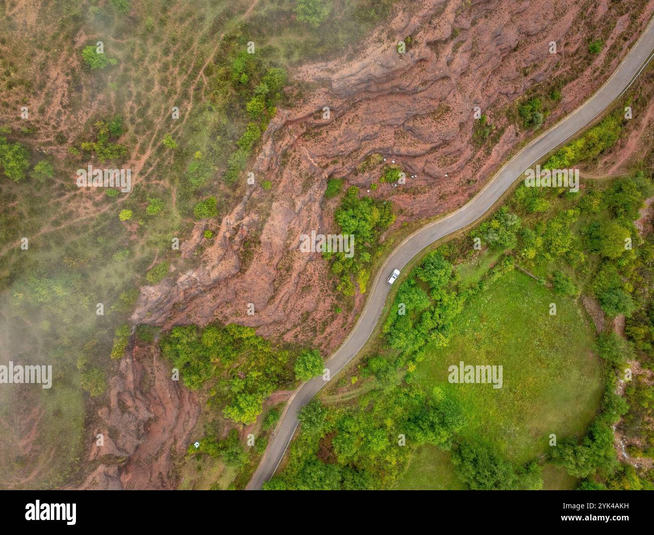 Aerial view of the road between La Pobleta de Bellvei, in the Vall ...