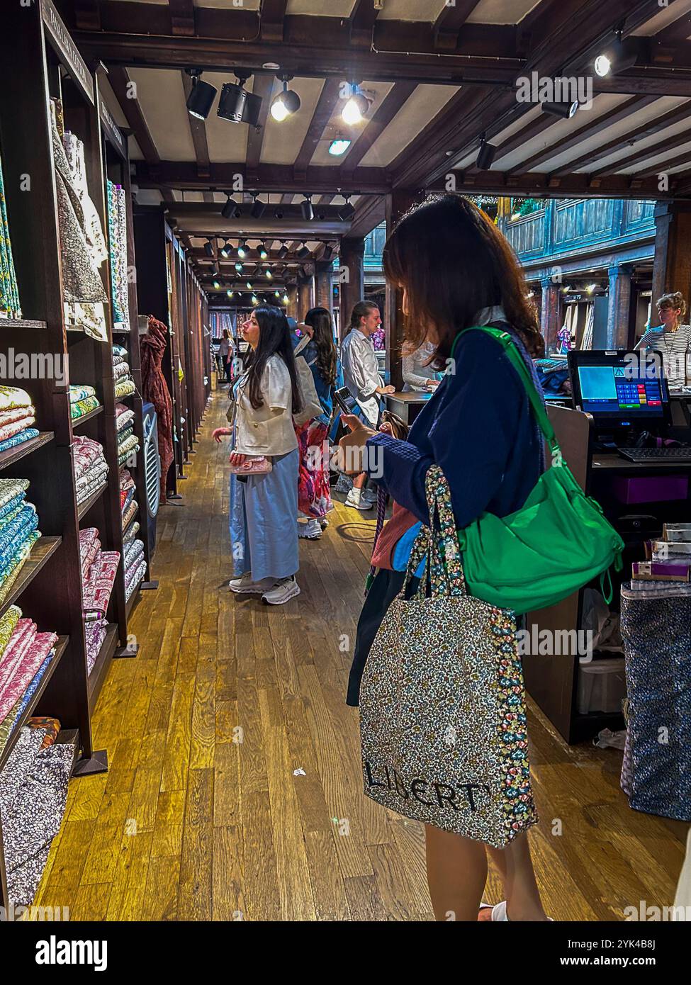 London, England, people Woman shopping inside, Old SHop, "Liberty ...