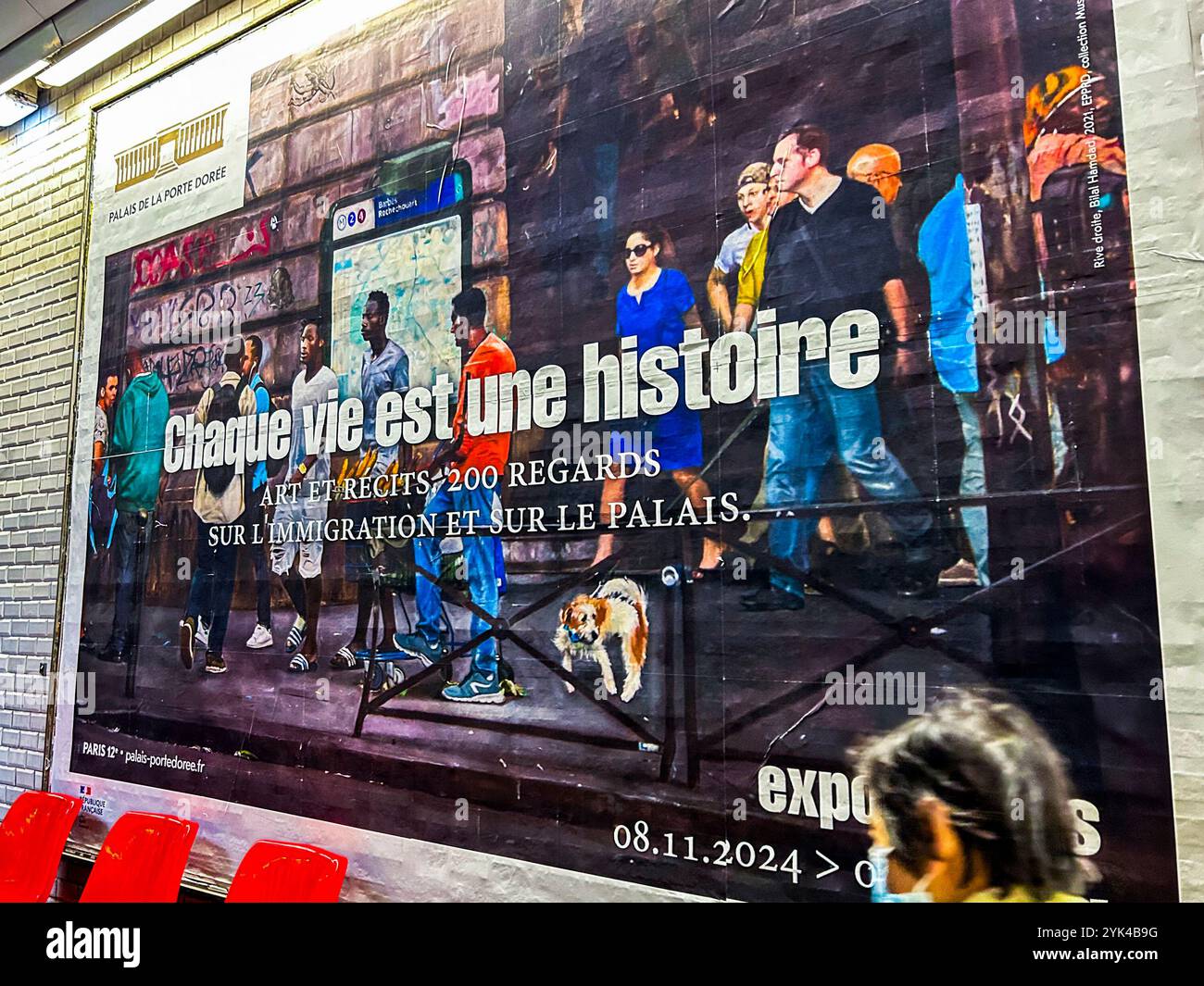 Paris, France, French Poster Billboard on Paris Metro, Immigration ...