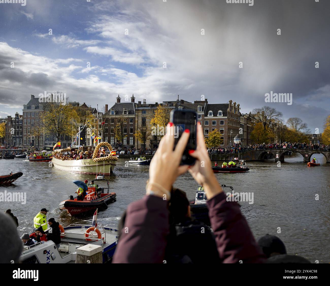 AMSTERDAM - Sinterklaas sails through the canals of Amsterdam in the ...
