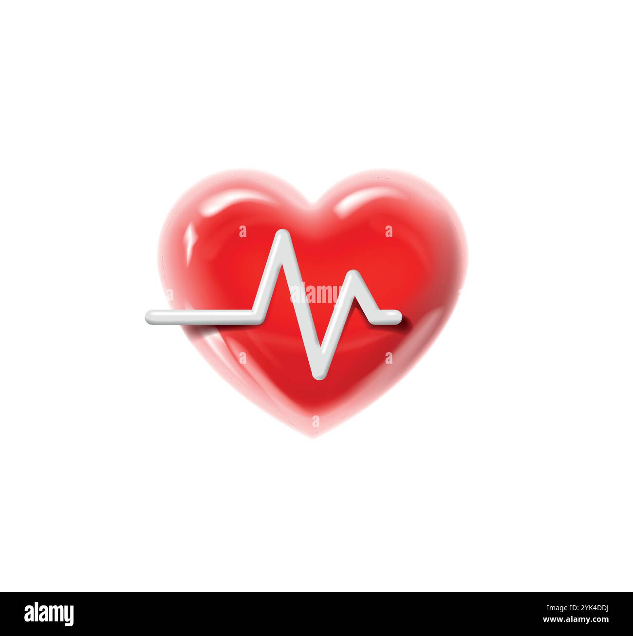 Red heart with white pulse line. Heart pulse, heartbeat, cardiogram ...