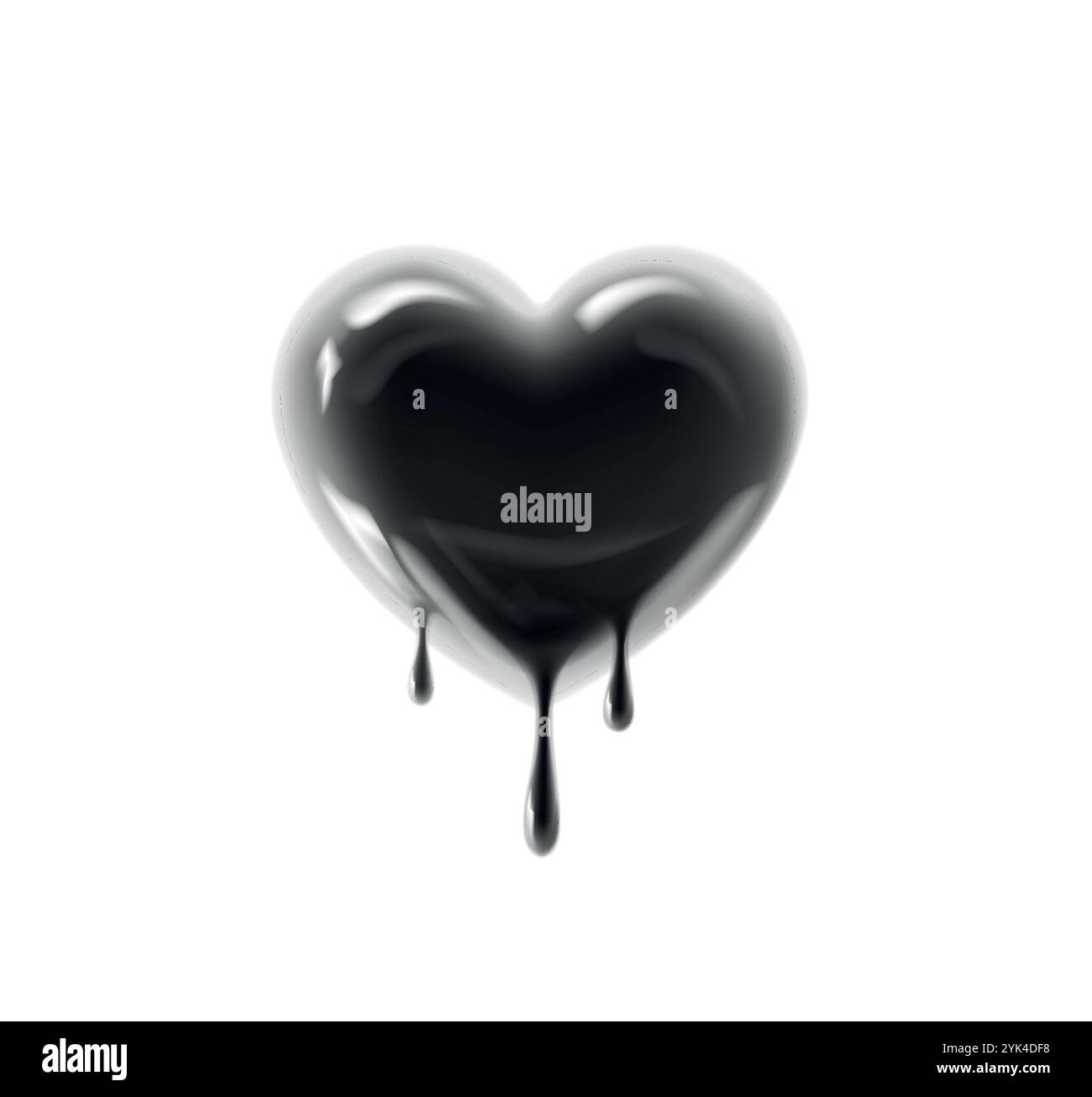 Black Bleeding glossy heart shape with blood drops. Dripping love Stock ...