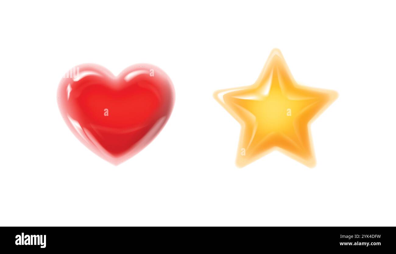 Heart shape and star shape. Red and golden star and love heart Stock ...