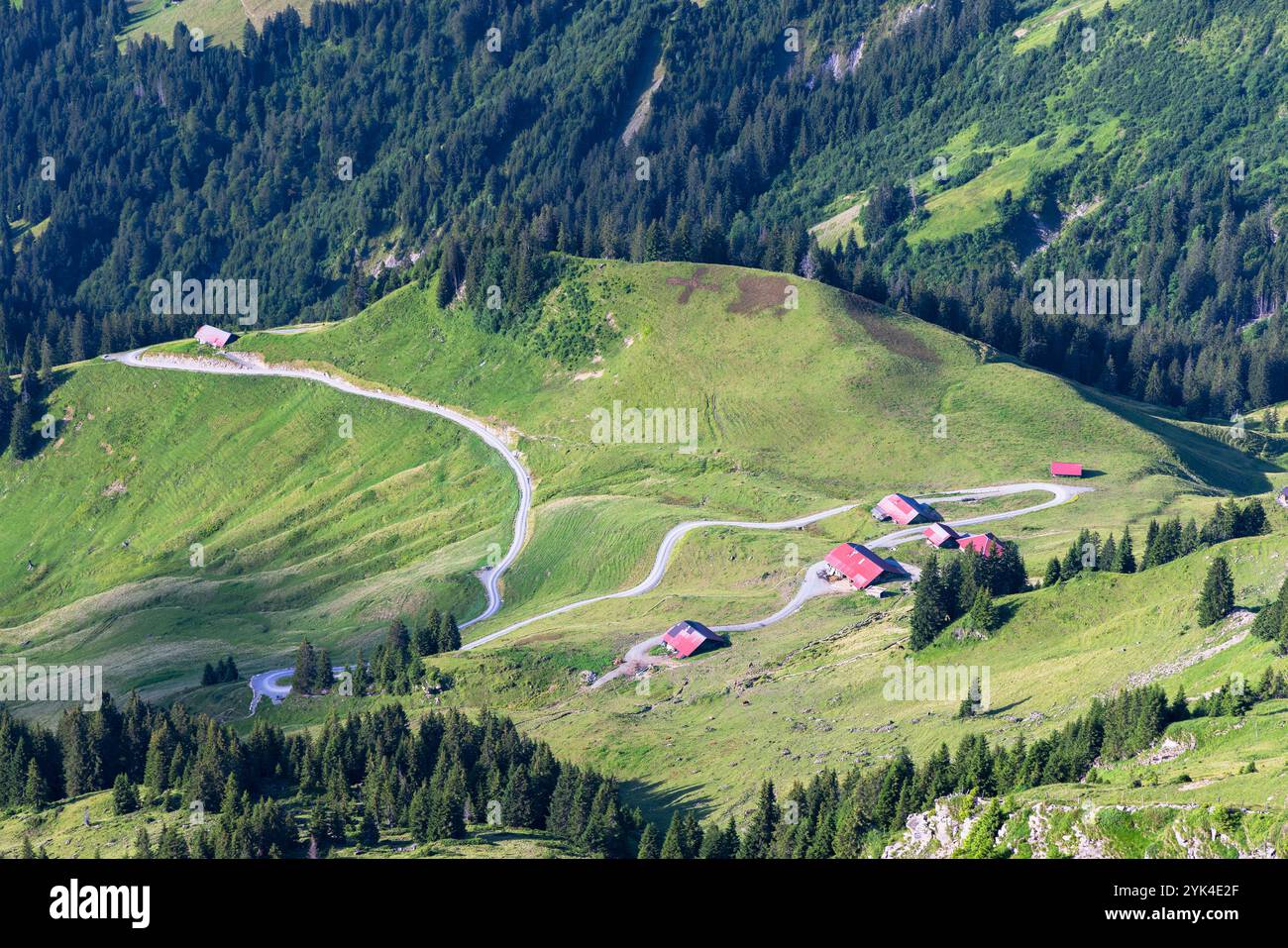 Mountain cabins on Niesen mountain, Canton of Bern, Switzerland Stock ...