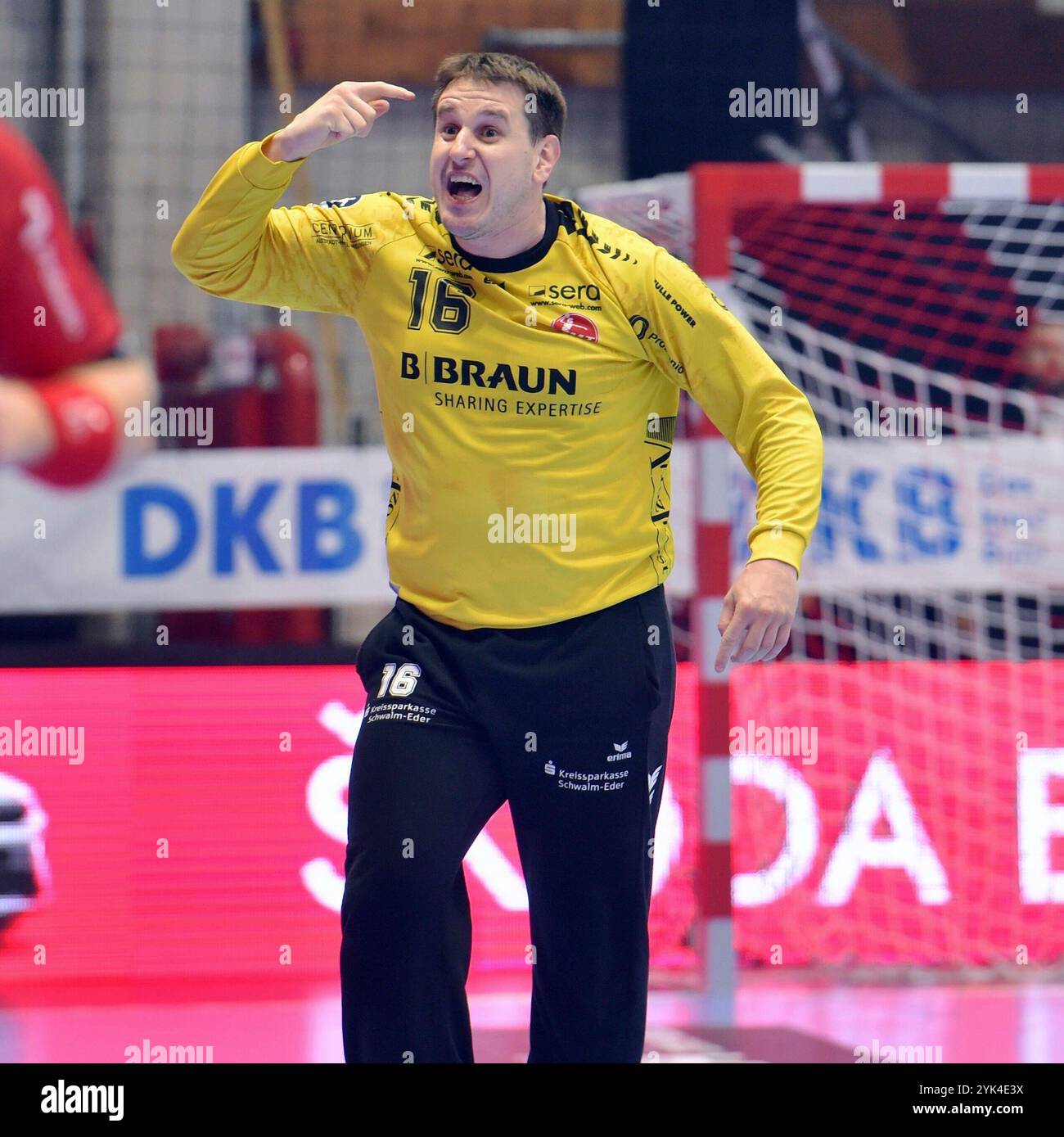 Jubel, Freude bei Nebojsa Simic (Torwart MT Melsungen #16), GER, MT Melsungen - SC Magdeburg ...