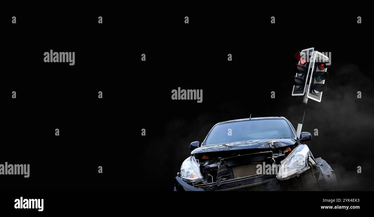 detailed image of a car crash at an intersection, highlighting severe ...