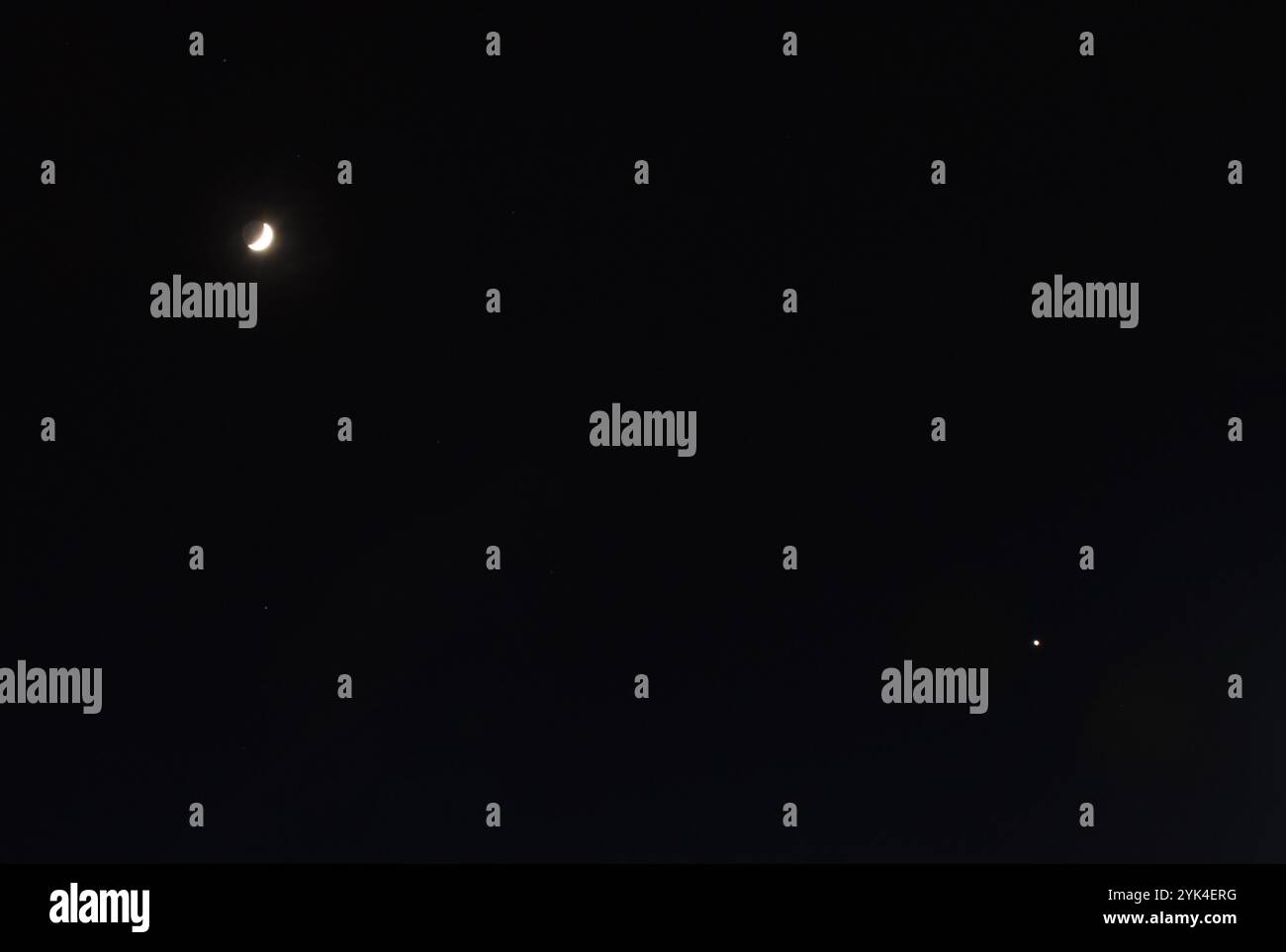 half moon and Venus arranging on sky in night Stock Photo - Alamy