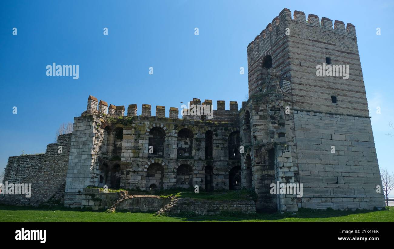 Marble Tower at the Theodosian Walls of Constantinople, Istanbul ...