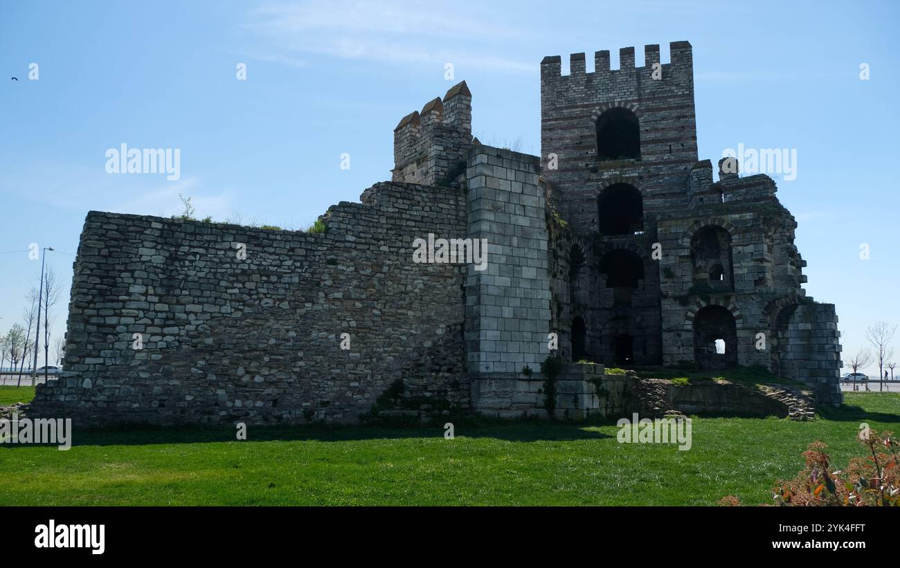 Marble Tower at the Theodosian Walls of Constantinople, Istanbul ...