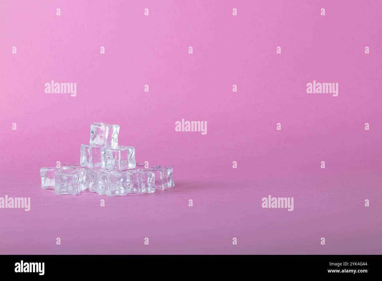Crystal Clear Ice Cubes Stacked on Vibrant Purple Background – Minimalist Design for Refreshment ...