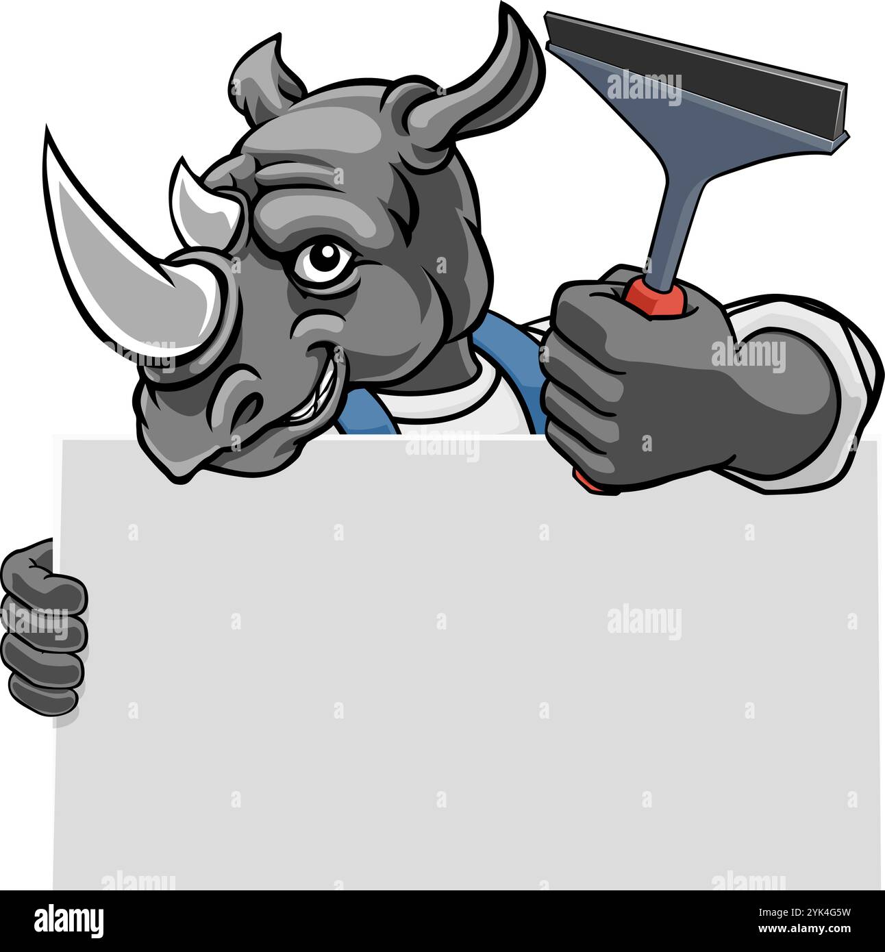 Window Cleaner Rhino Car Wash Cleaning Mascot Stock Vector Image & Art ...