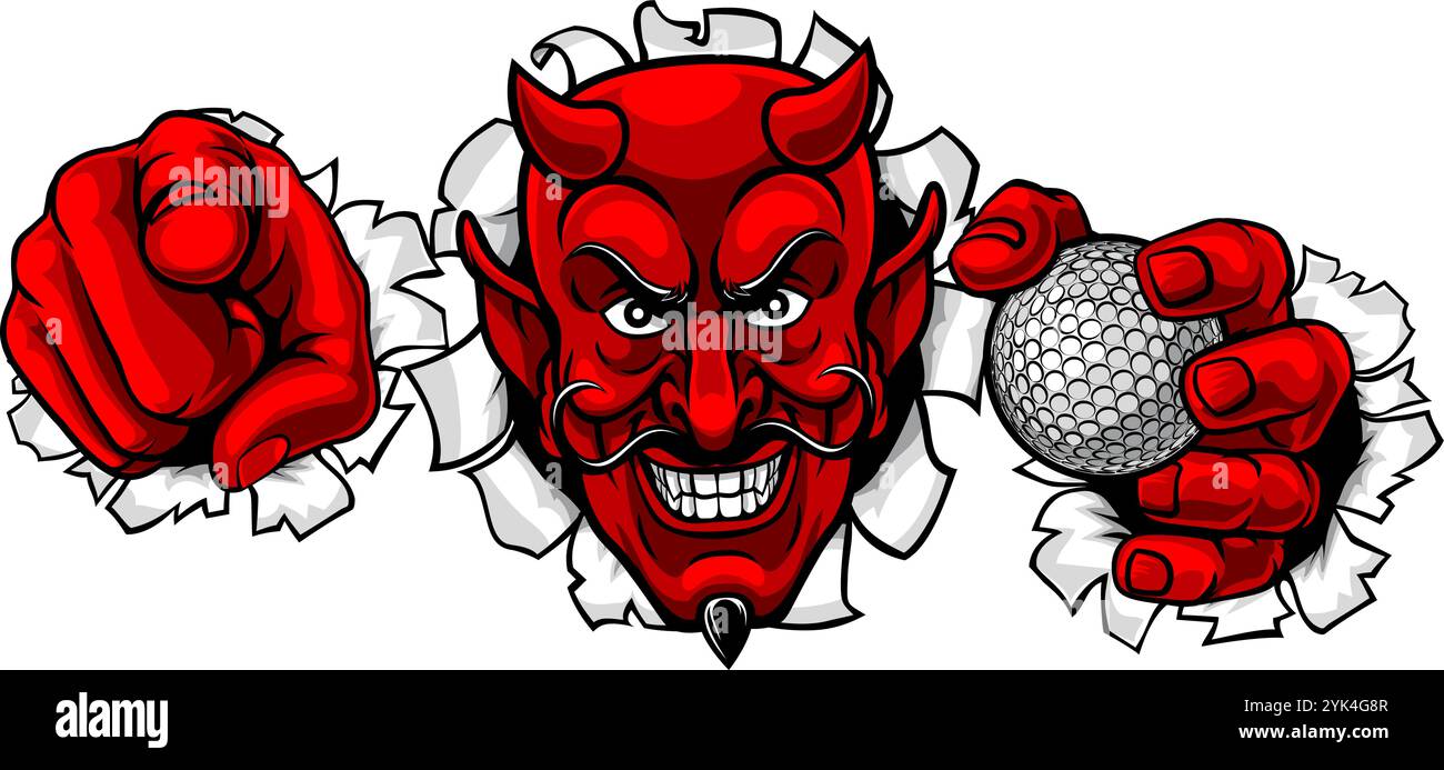 Devil Golf Ball Sport Team Mascot Illustration Stock Vector Image & Art ...
