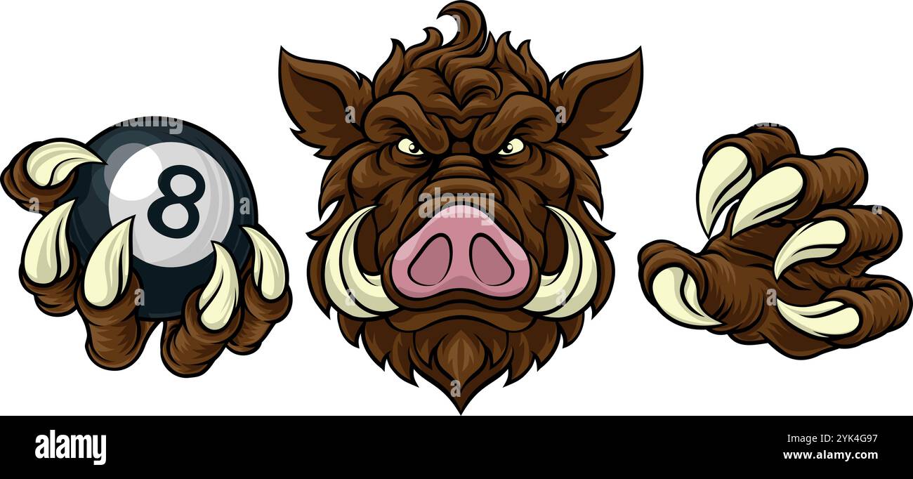 Boar Wild Hog Razorback Warthog Pig Pool Mascot Stock Vector Image ...
