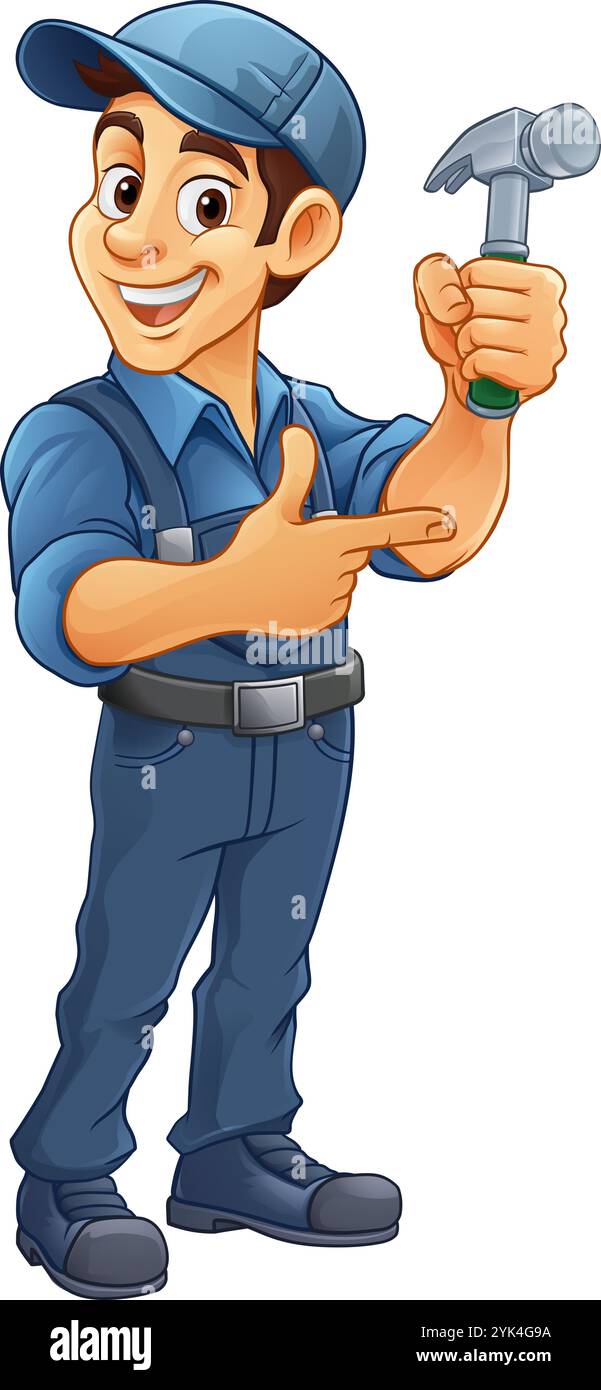 Handyman Carpenter Hammer Cartoon Mascot Man Stock Vector Image & Art ...