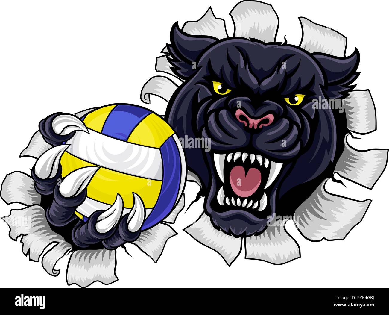 Panther Jaguar Leopard Volleyball Ball Claw Mascot Stock Vector Image ...