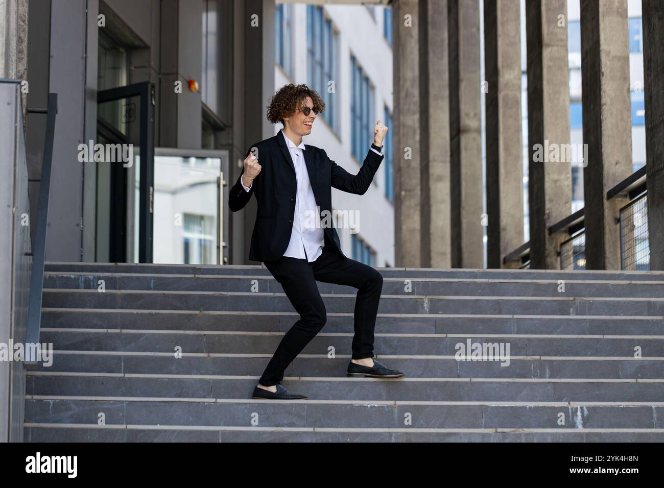 Excited business man dancing city hi-res stock photography and images ...