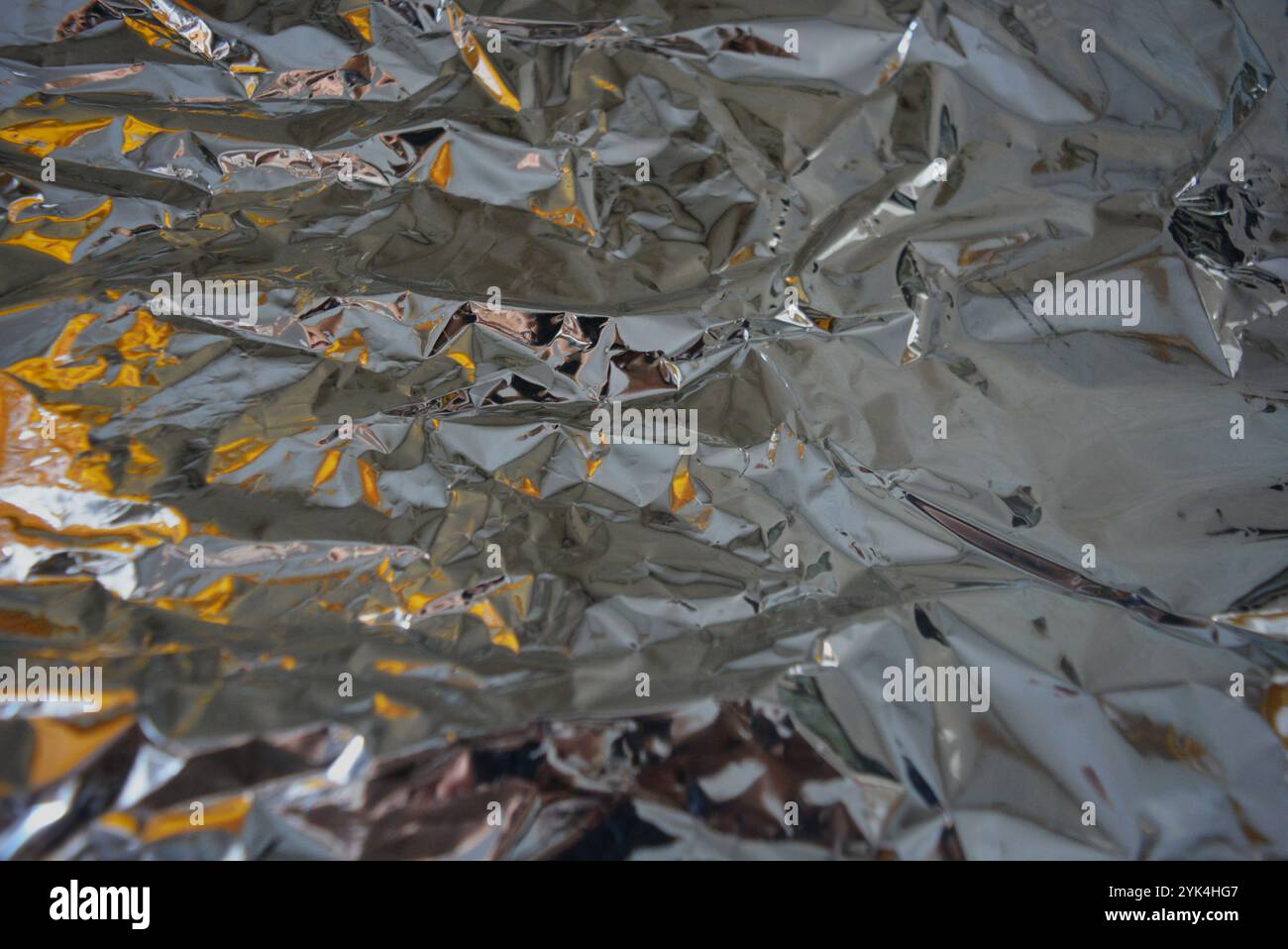 Metallic reflective background, crumpled and crumpled foil are located ...