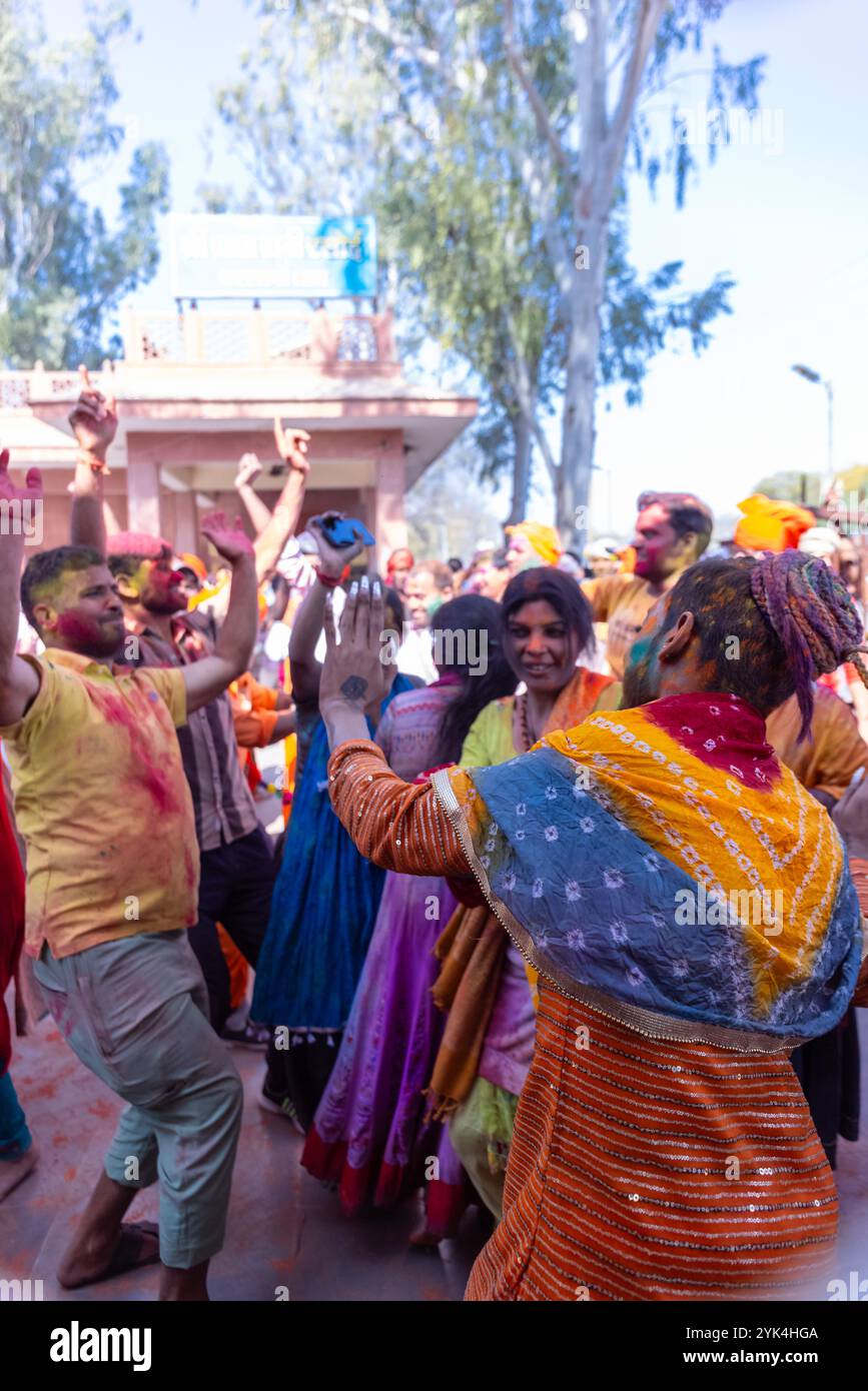 Group of hindu people with colors of their faces celebrating the ...