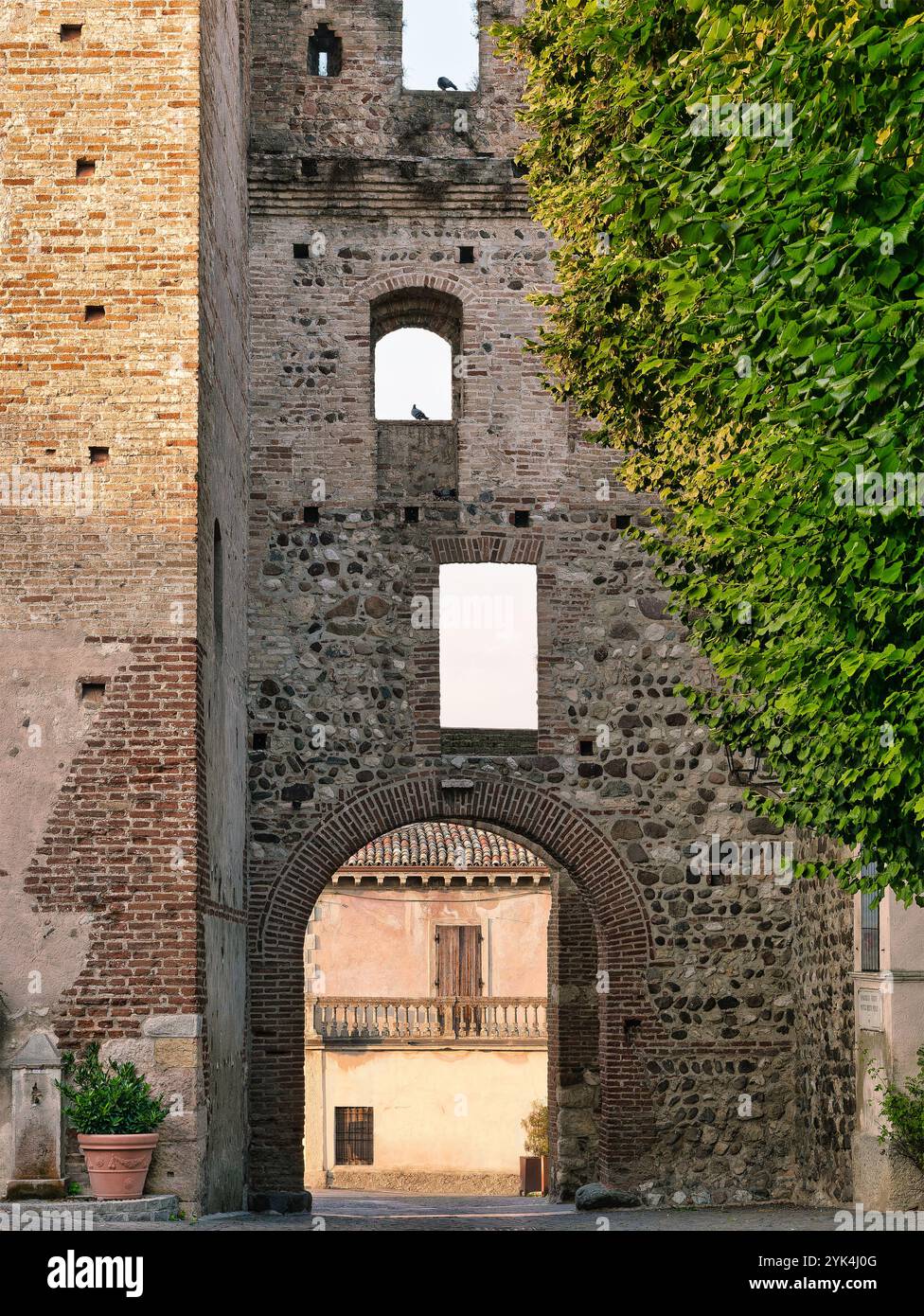 Italian medieval village, Castellaro Lagusello near Mantua. A stone ...