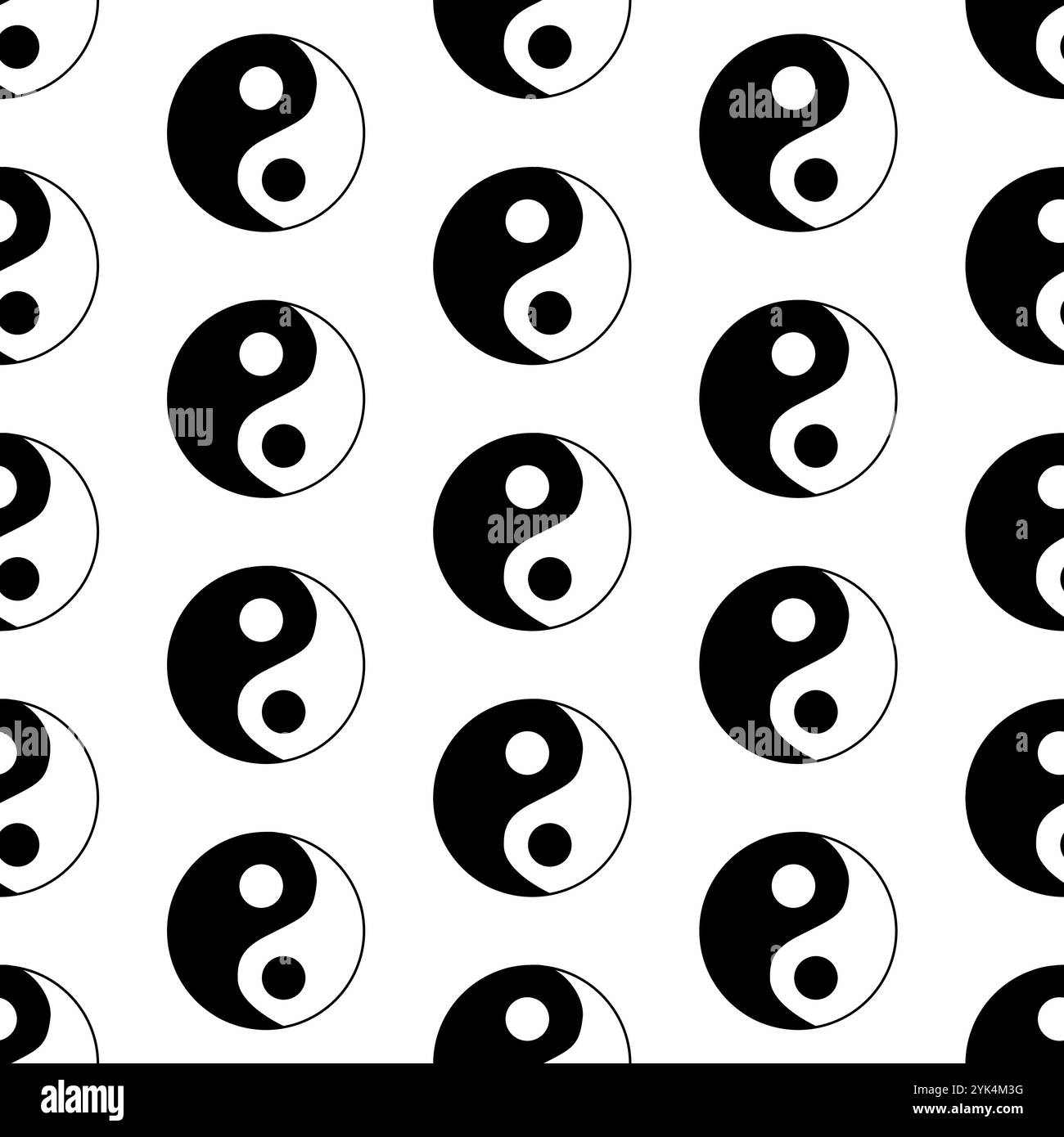 Ying yang symbol seamless pattern illustration. Vector graphic with transparent background ...