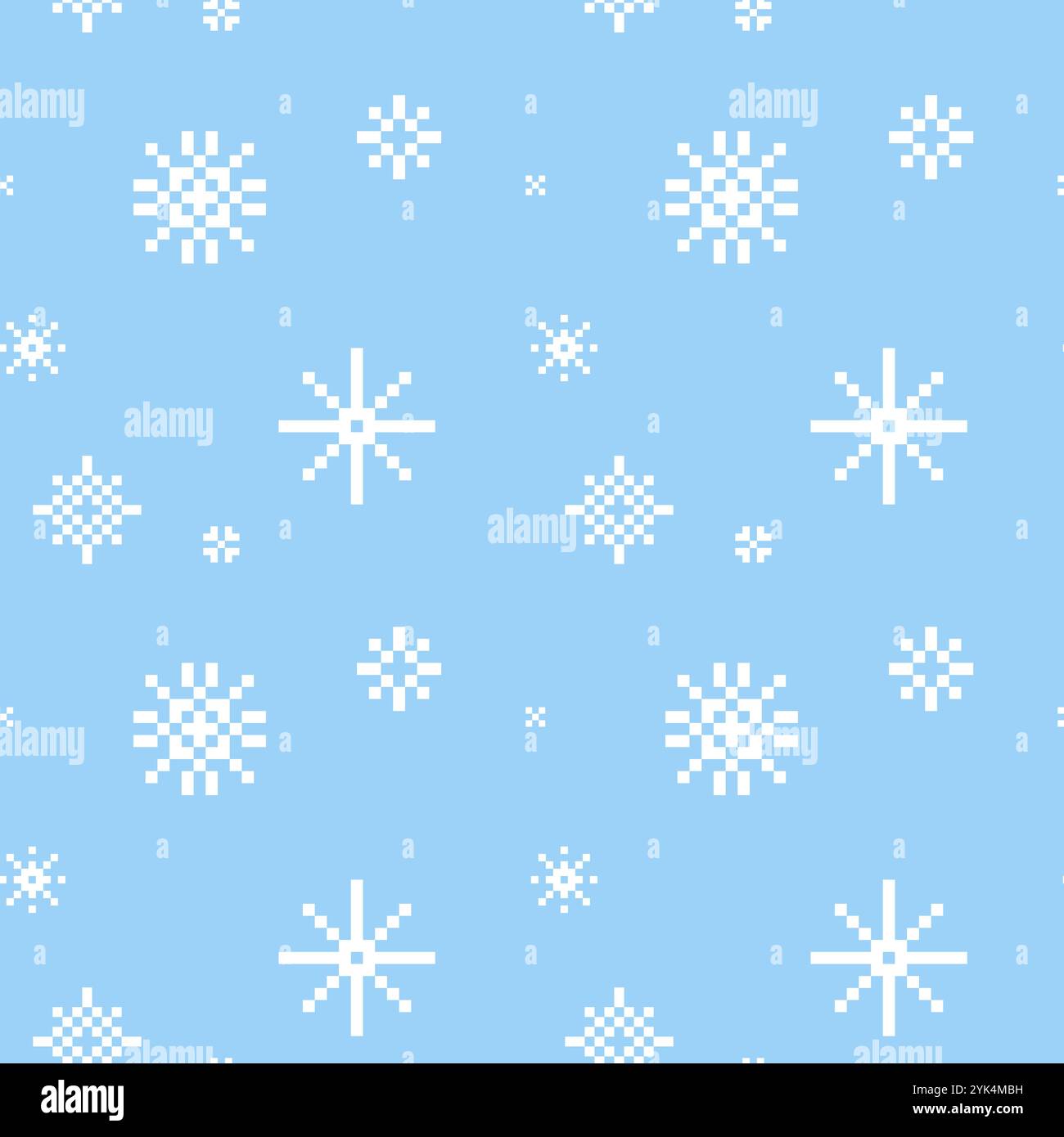 Pixel art snowflake seamless pattern. Christmas background with mosaic ...