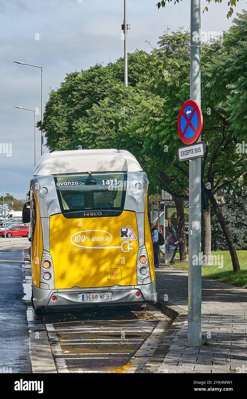 Viladecans. Spain - November 17,2024: fully electric bus by Avanza at a ...