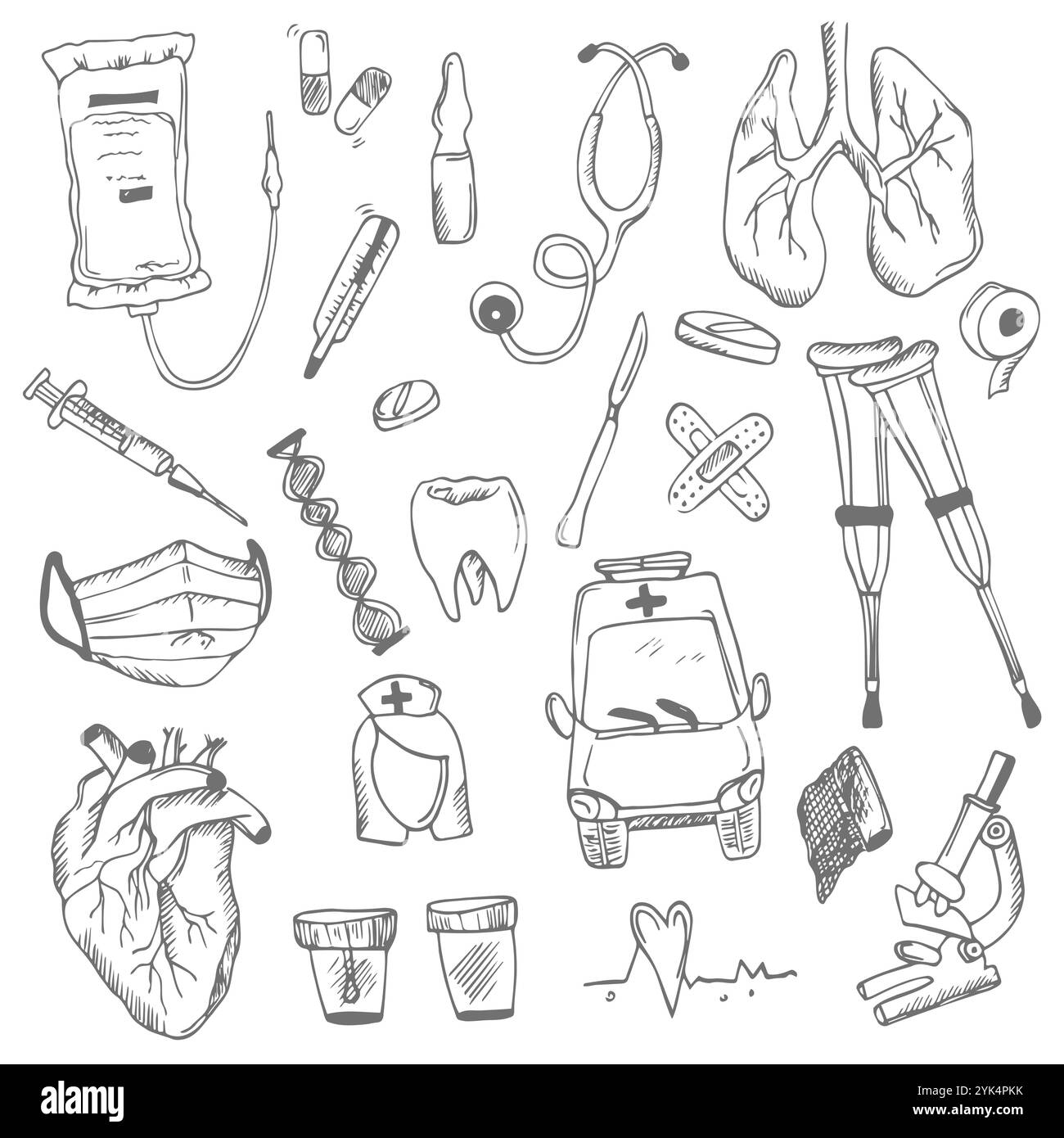 Hand drawn doodles, isolated vector objects on white background ...