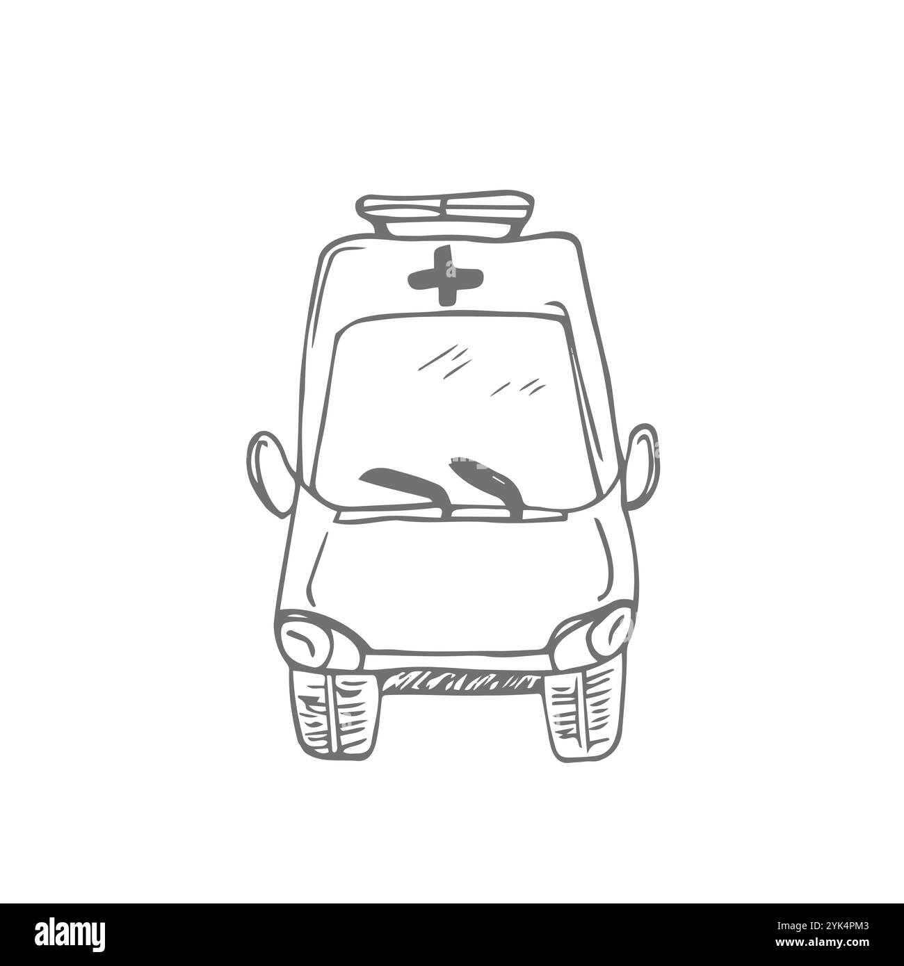ambulance doodle drawing, single isolated ink vector illustration Stock ...