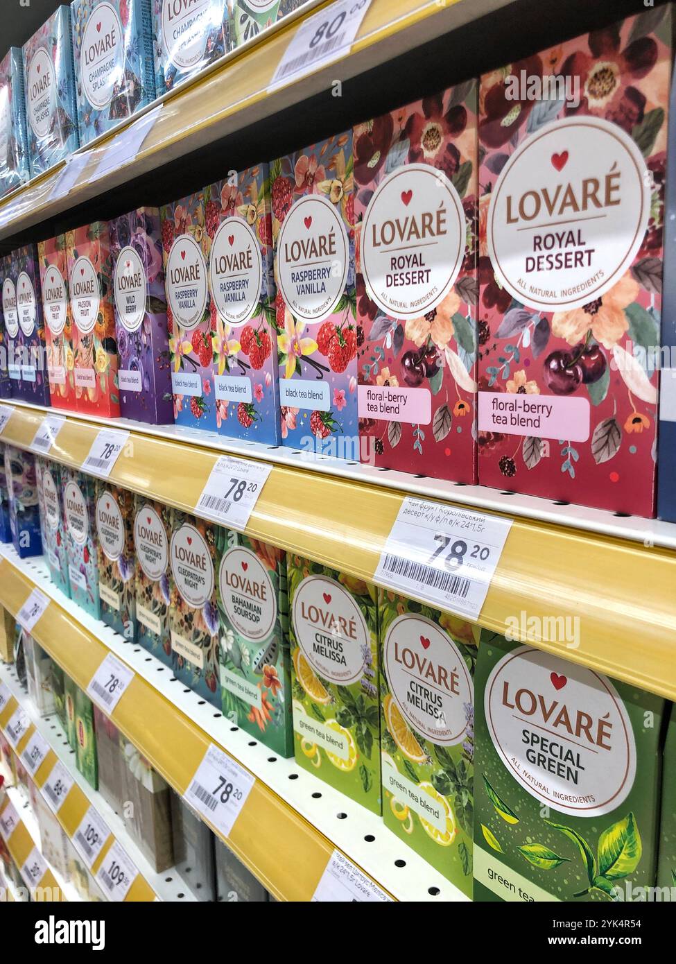 05.10.2024 Ukraine, Kharkov Tea Lovare brand on the shelves of the ...