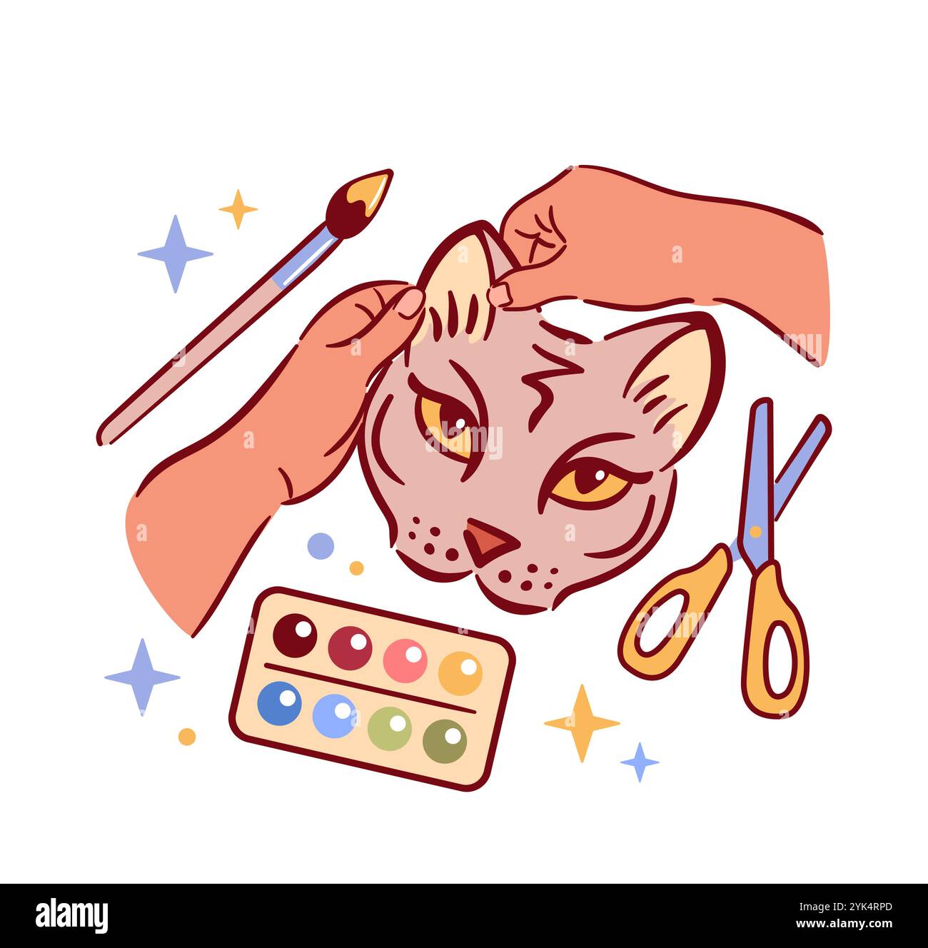 Quadrobic. Creative art, handmade cat mask using craft materials, fun ...