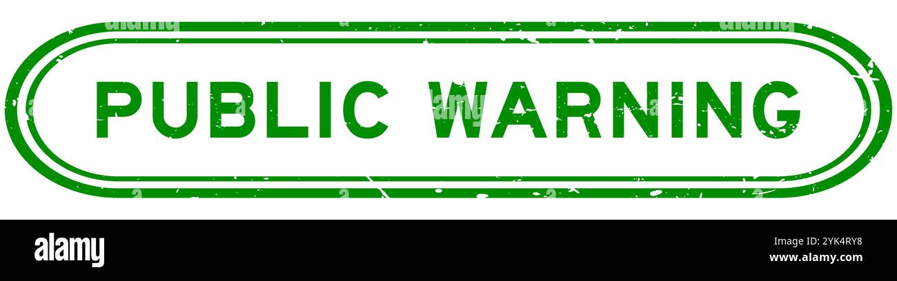 Grunge green public warning word rubber seal stamp on white background ...