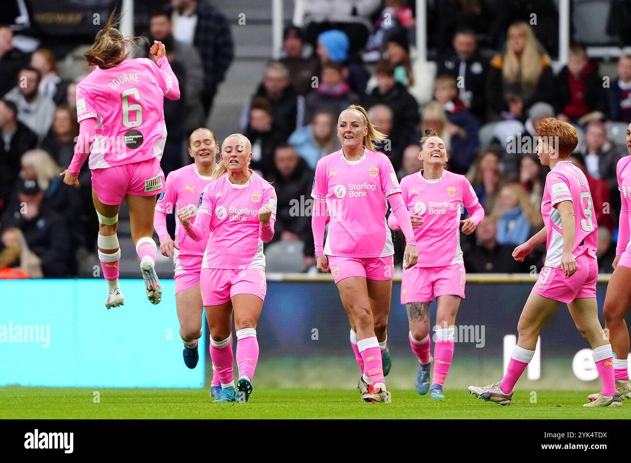 Southampton's Freya Gregory (third left) celebrates after scoring the ...