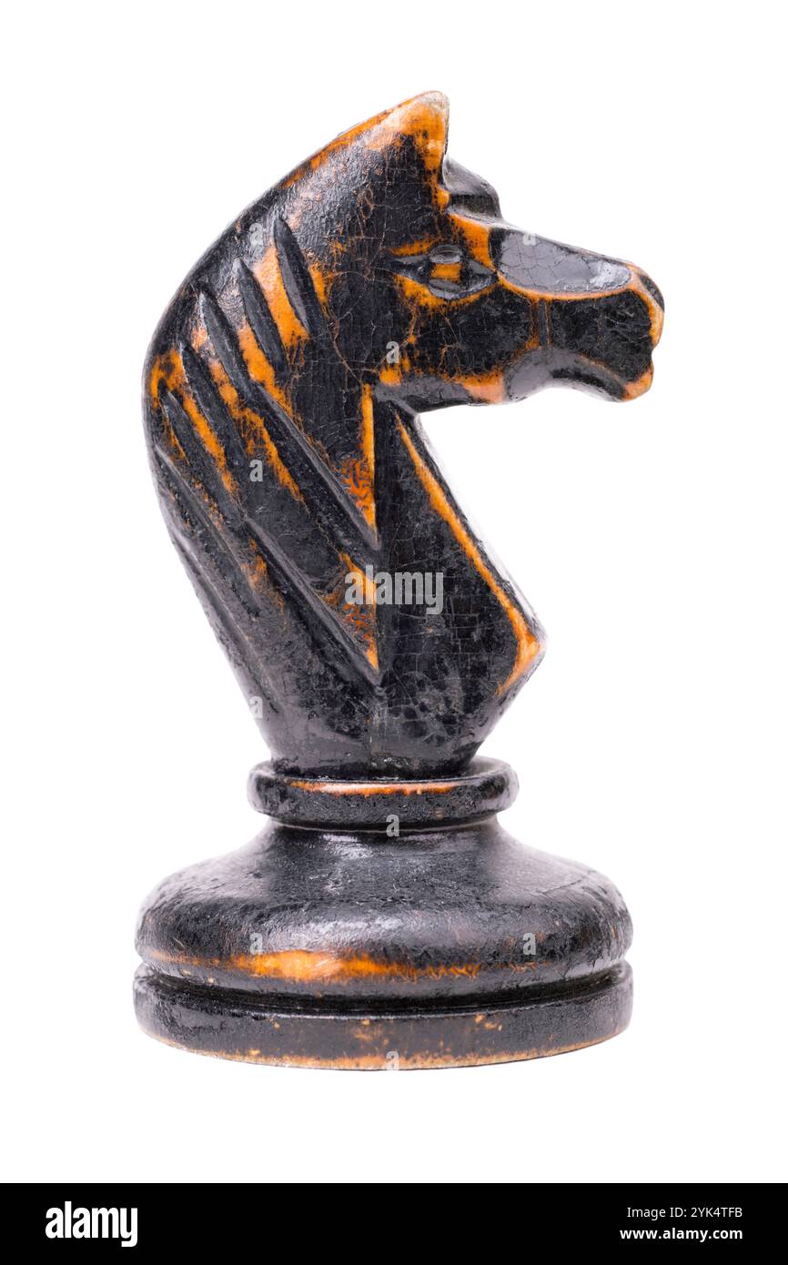 knight chess piece vintage wooden knight chess piece isolated on white ...