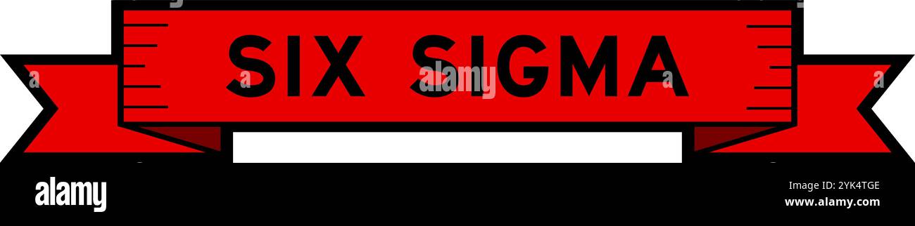 Ribbon label banner with word six sigma in red color on white ...