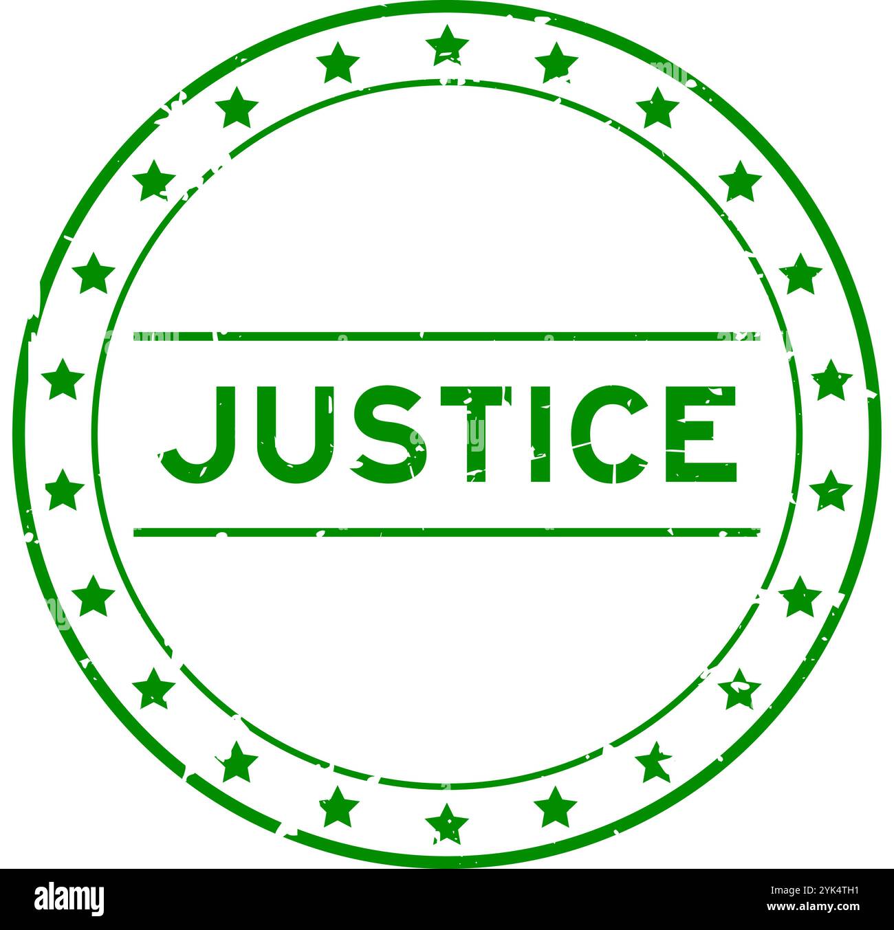 Grunge green justice word round rubber seal stamp on white background ...
