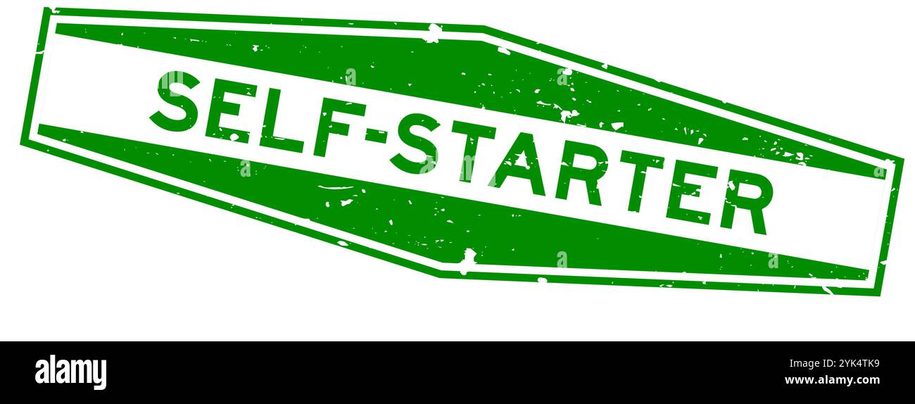 Grunge green self starter word hexagon rubber seal stamp on white background Stock Vector Image ...