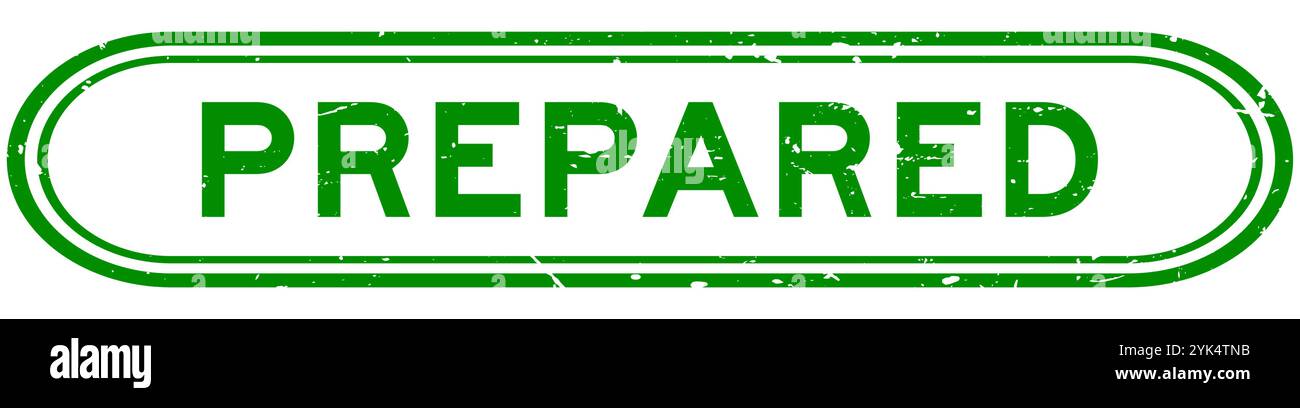 Grunge green prepared word rubber seal stamp on white background Stock ...