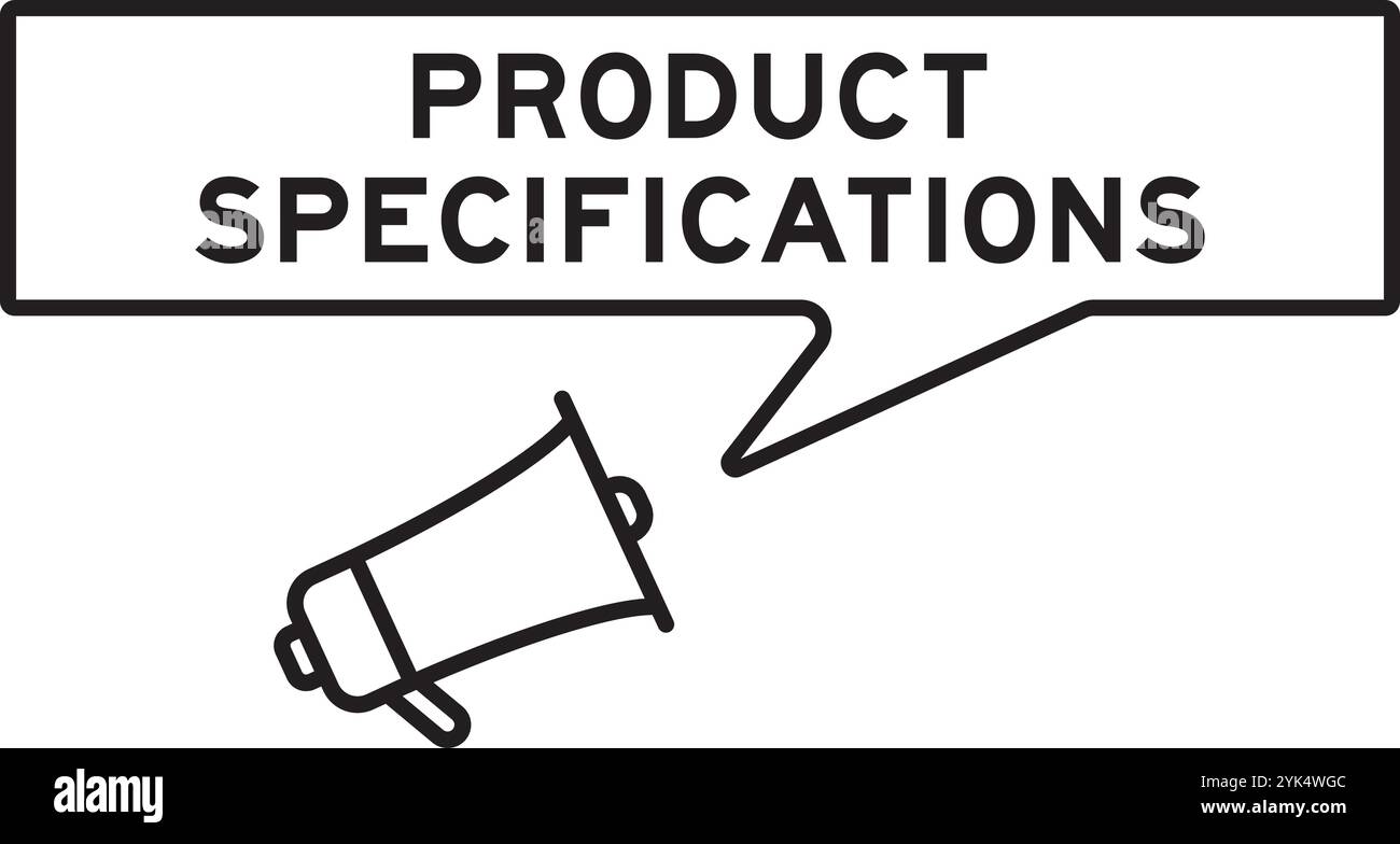 Megaphone icon with speech bubble in word product specifications on ...