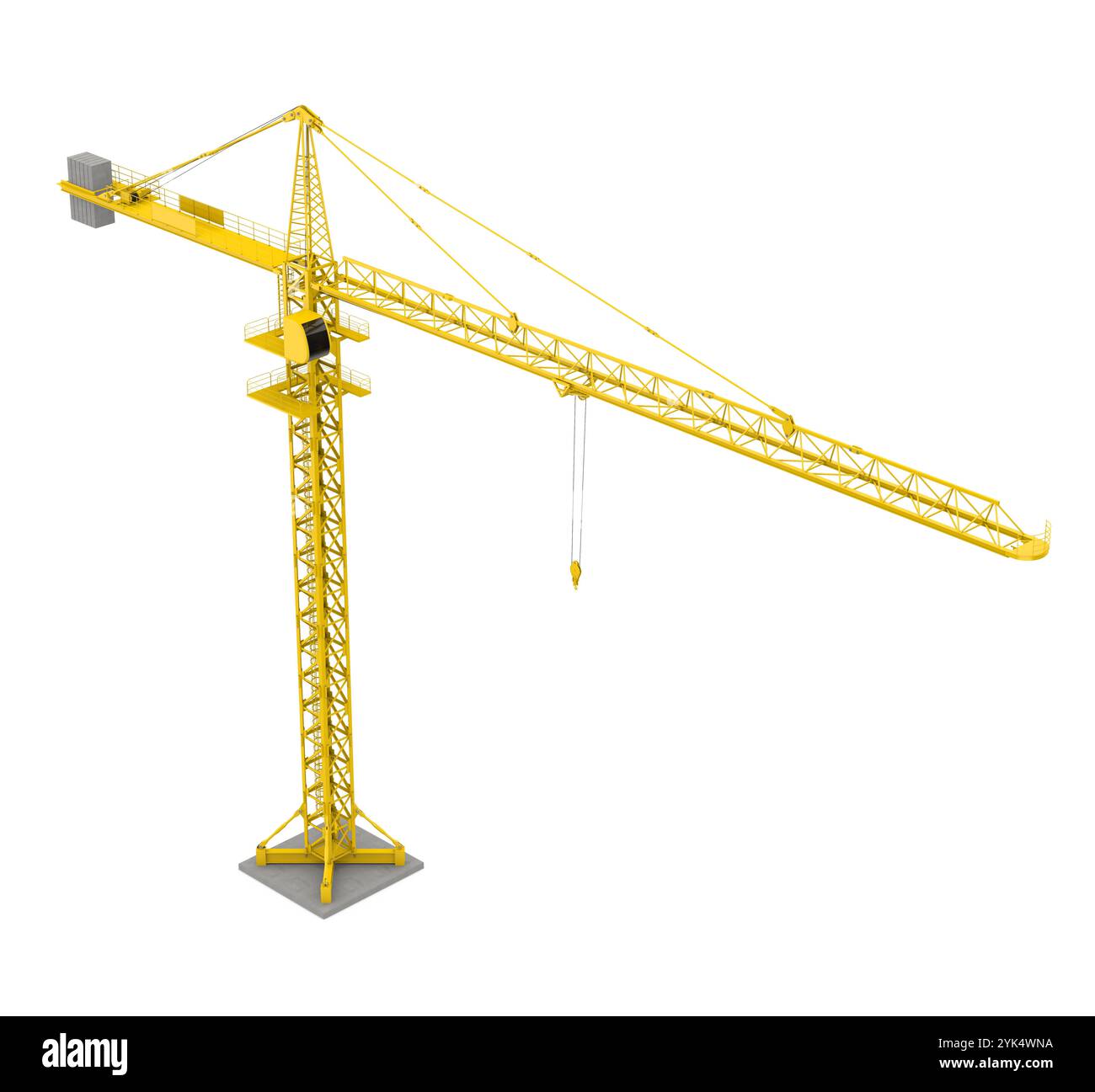 Yellow Construction Tower Crane Isolated Stock Photo - Alamy