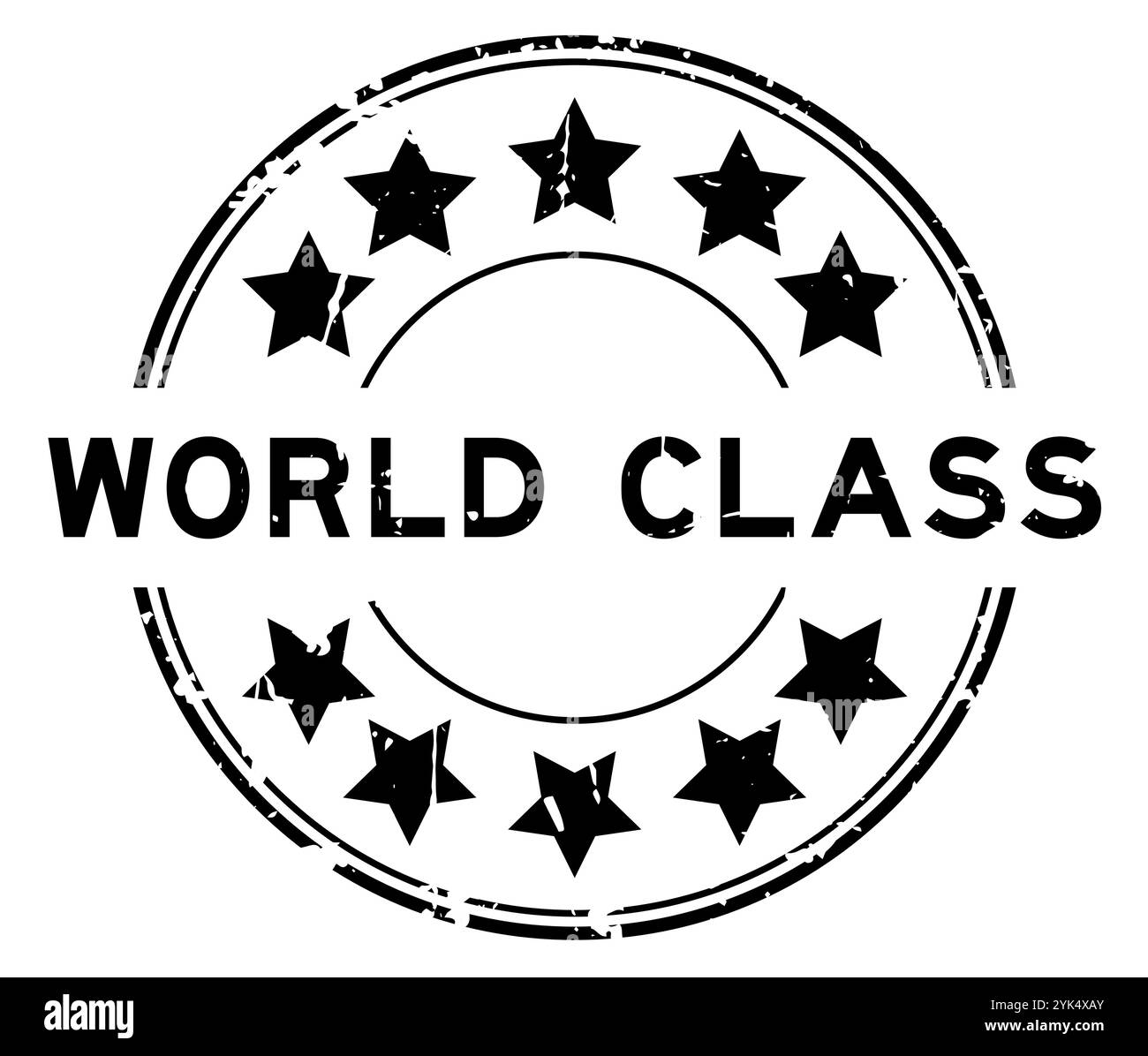 Grunge black world class word round rubber seal stamp on white ...