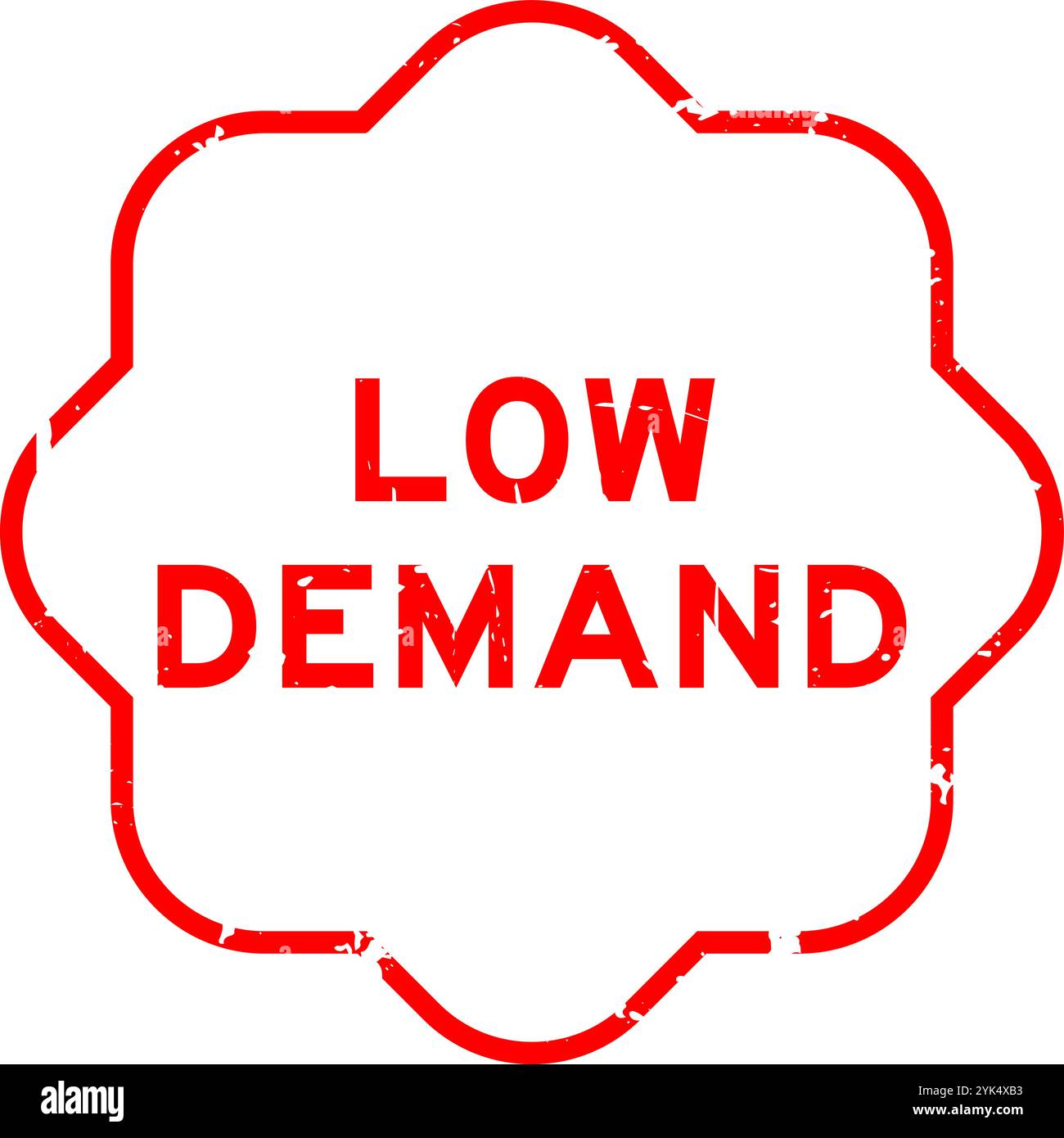 Grunge red low demand word rubber seal stamp on white background Stock ...