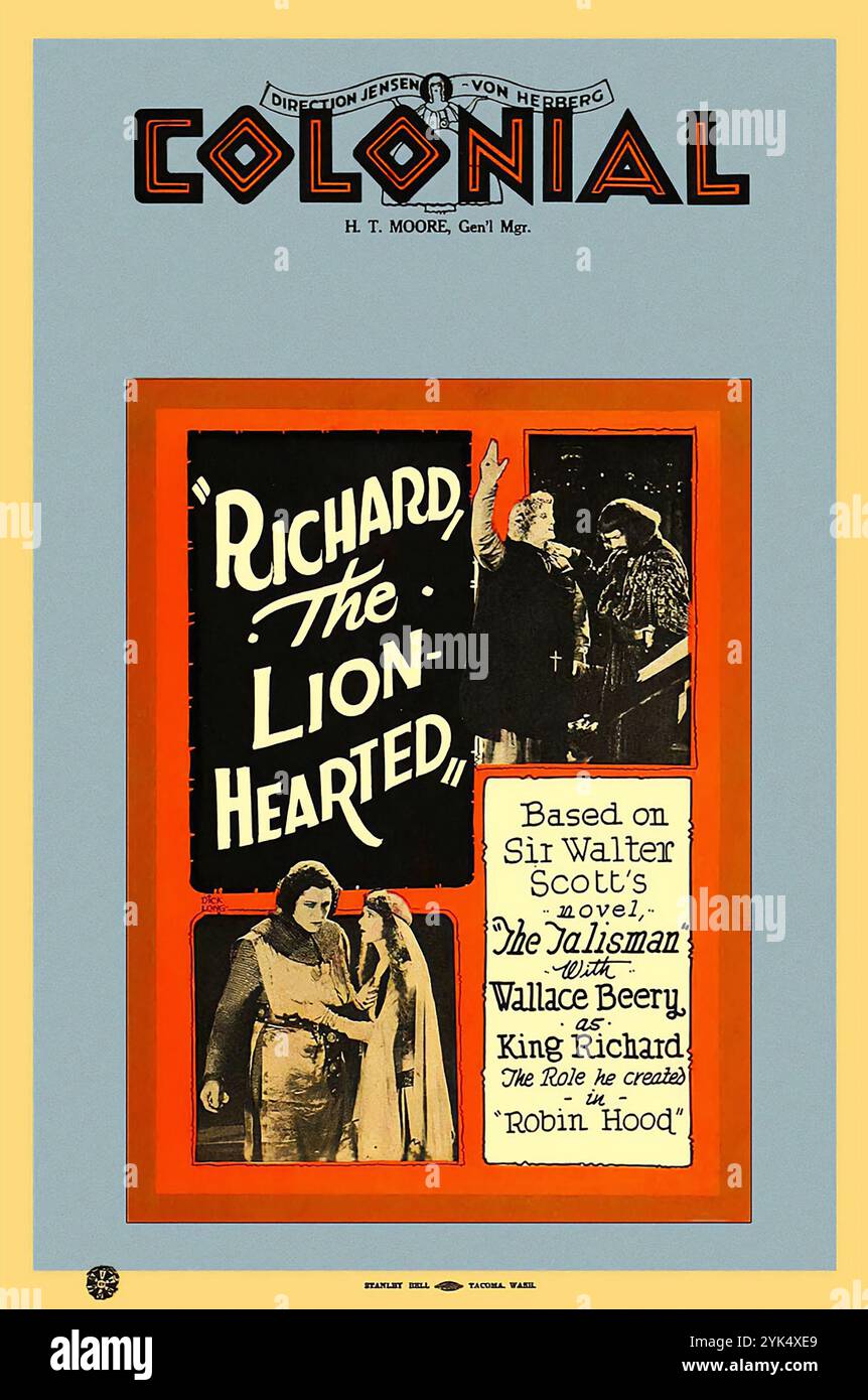 Richard the Lion-Hearted poster, Colonial 1923 - Sir Walter Scott's ...