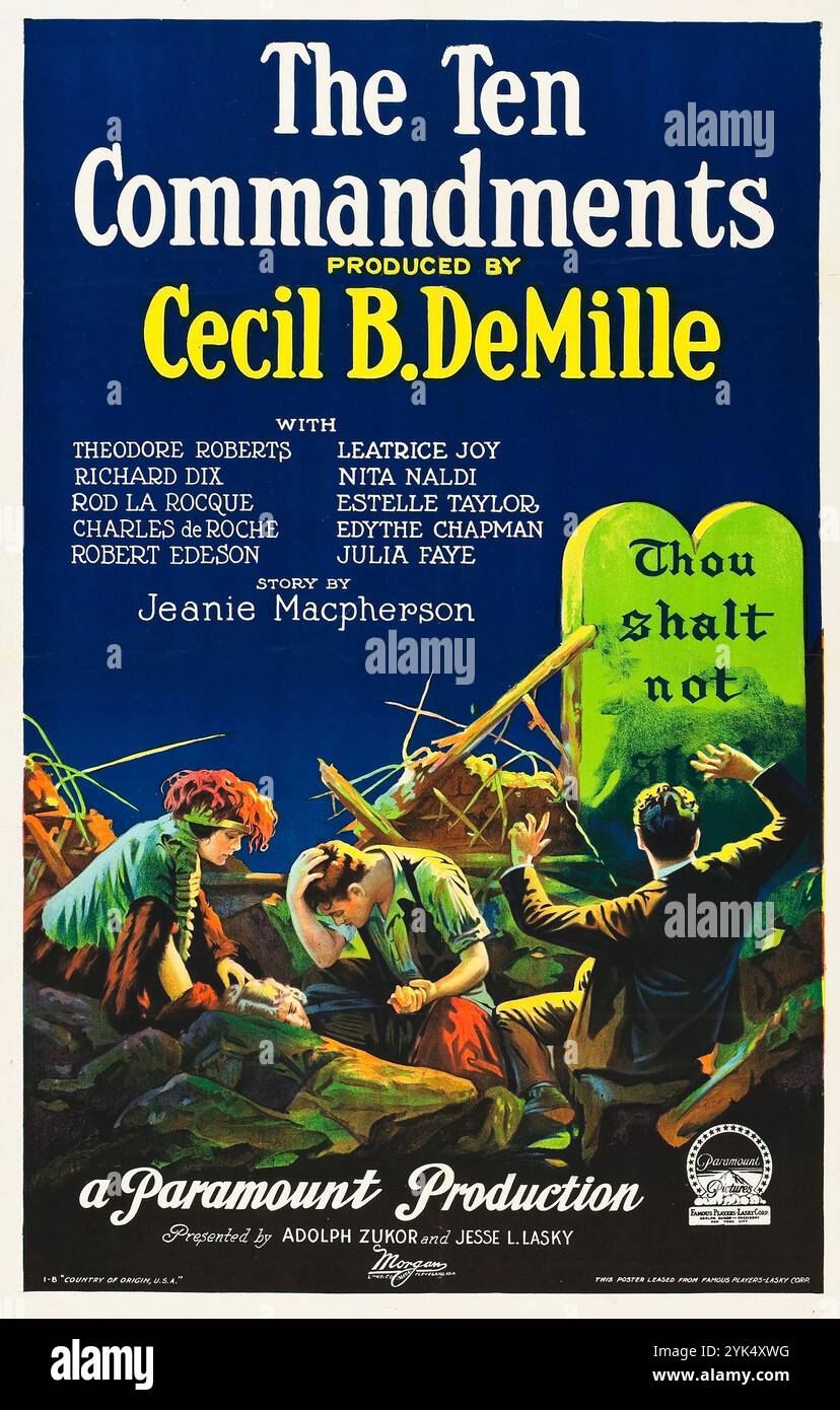 The Ten Commandments (1923) vintage movie poster - Produced by Cecil B ...