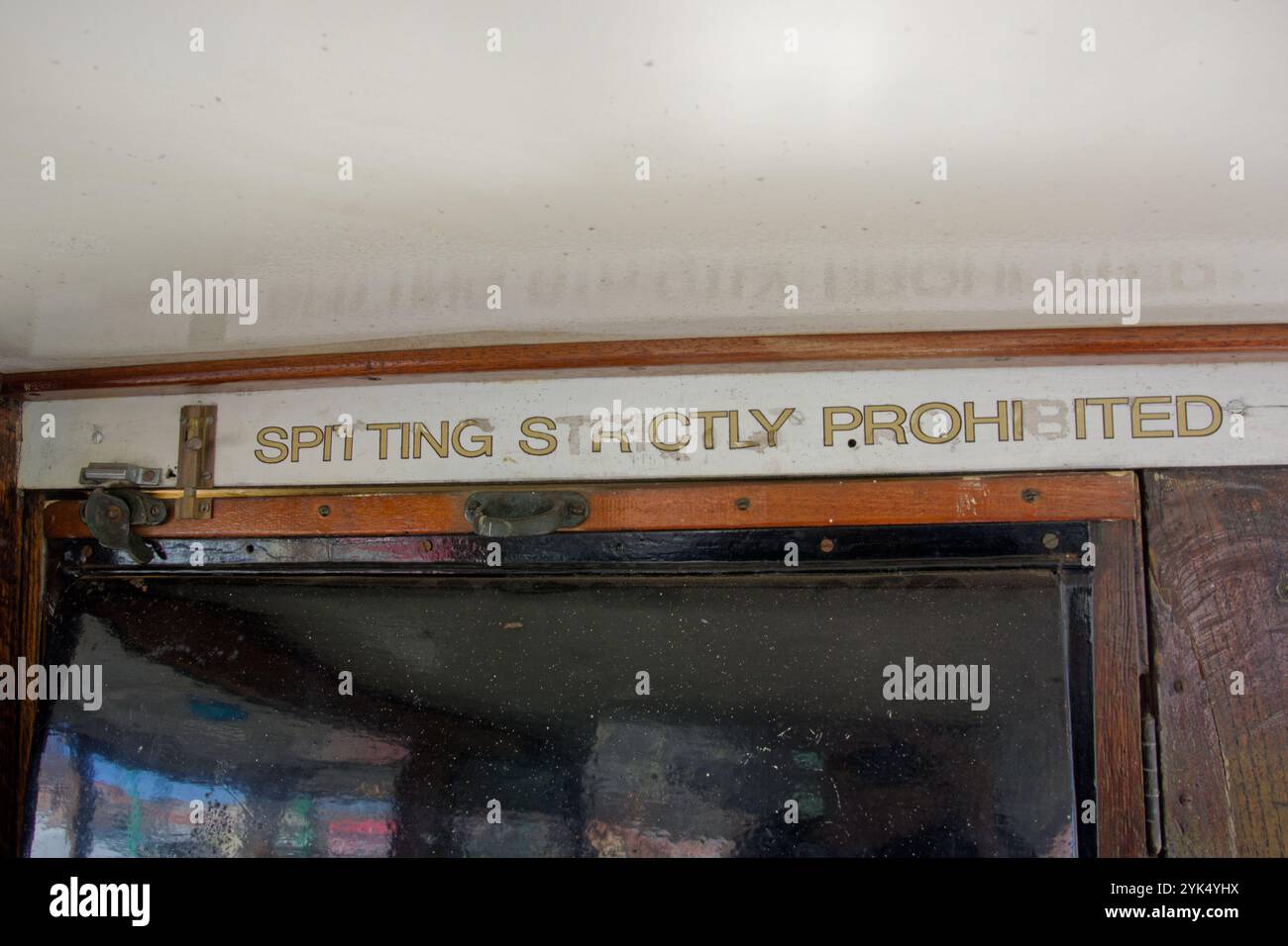 Spitting Strictly Prohibited sign on old tram at East Anglia Transport ...
