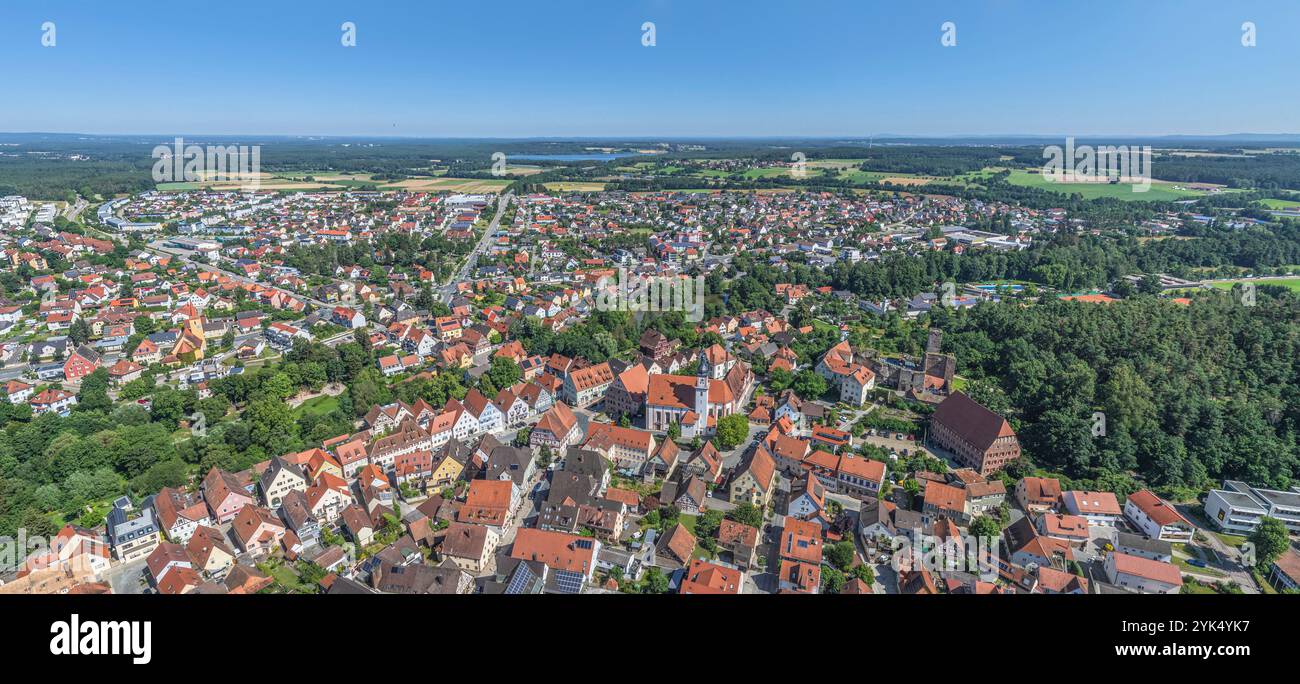 Aerial view of the Middle Franconian town of Hilpoltstein in the ...