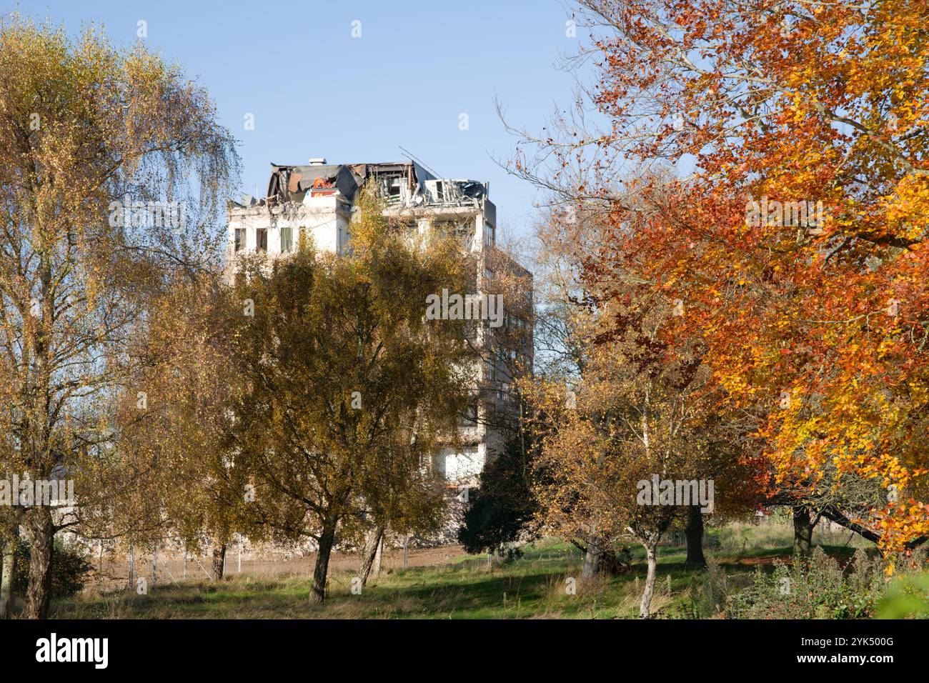 Partially demolished former head office building of insurance brokers ...
