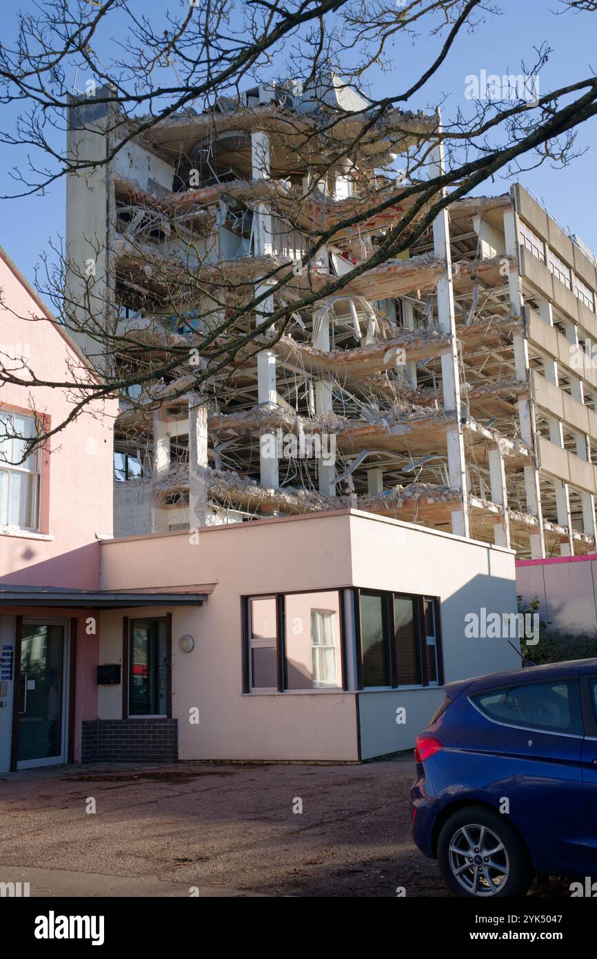 Partially demolished former head office building of insurance brokers ...