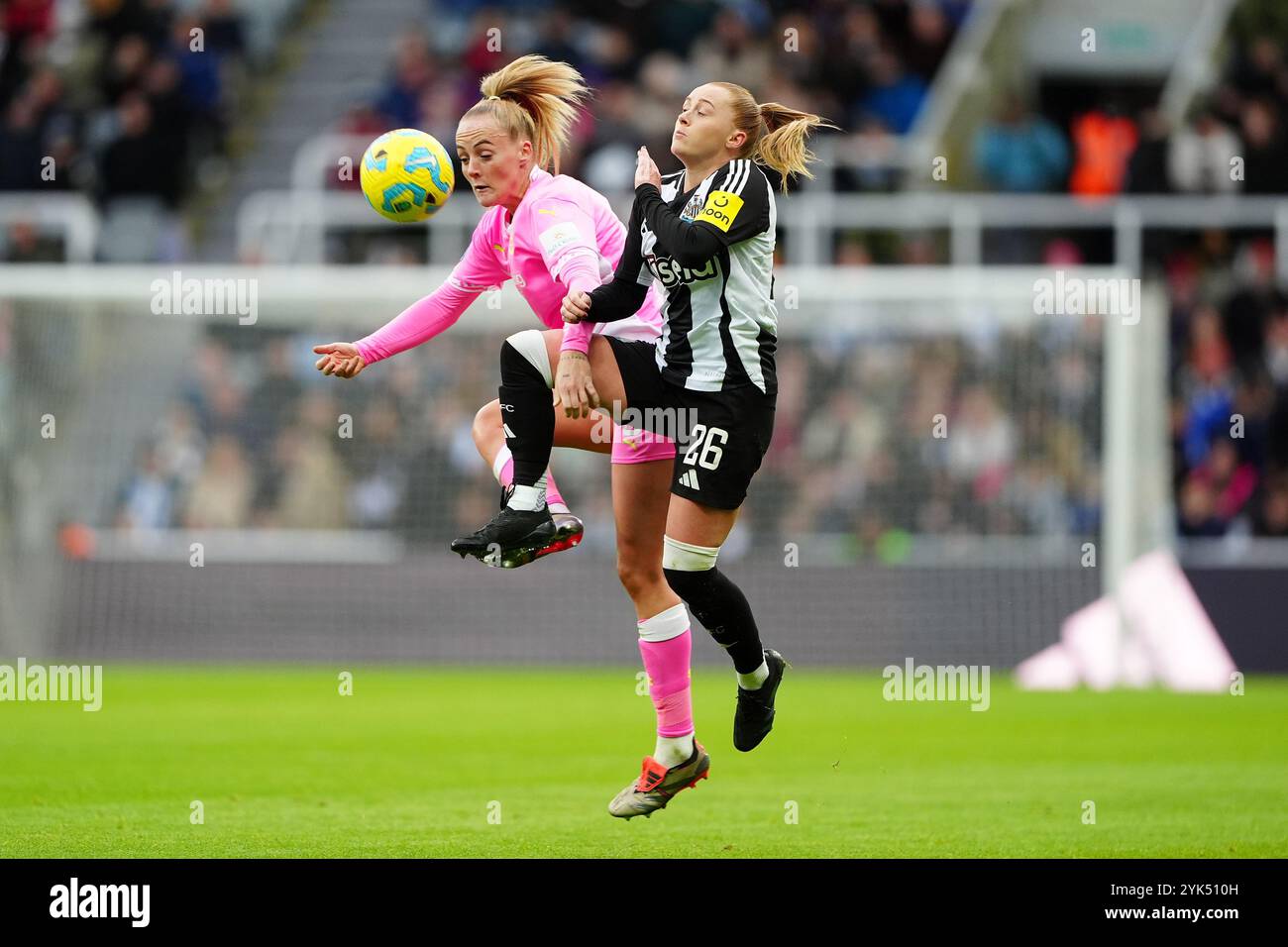 Newcastle United's Beth Lumsden (right) and Southampton's Chloe Peplow ...
