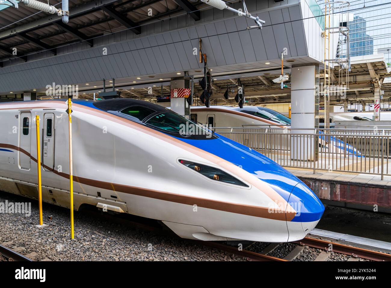 Japanese E7 series Shinkansen, bullet train, at the platform in Tokyo ...