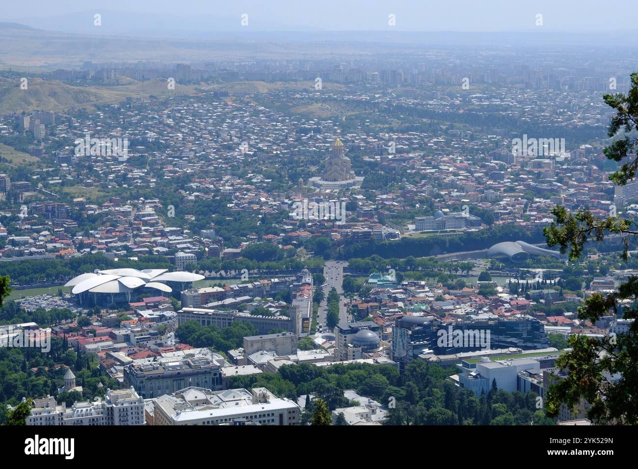 Tbilisi cityscape viewed from the top of the funicular railway showing the eclectic mix of old ...